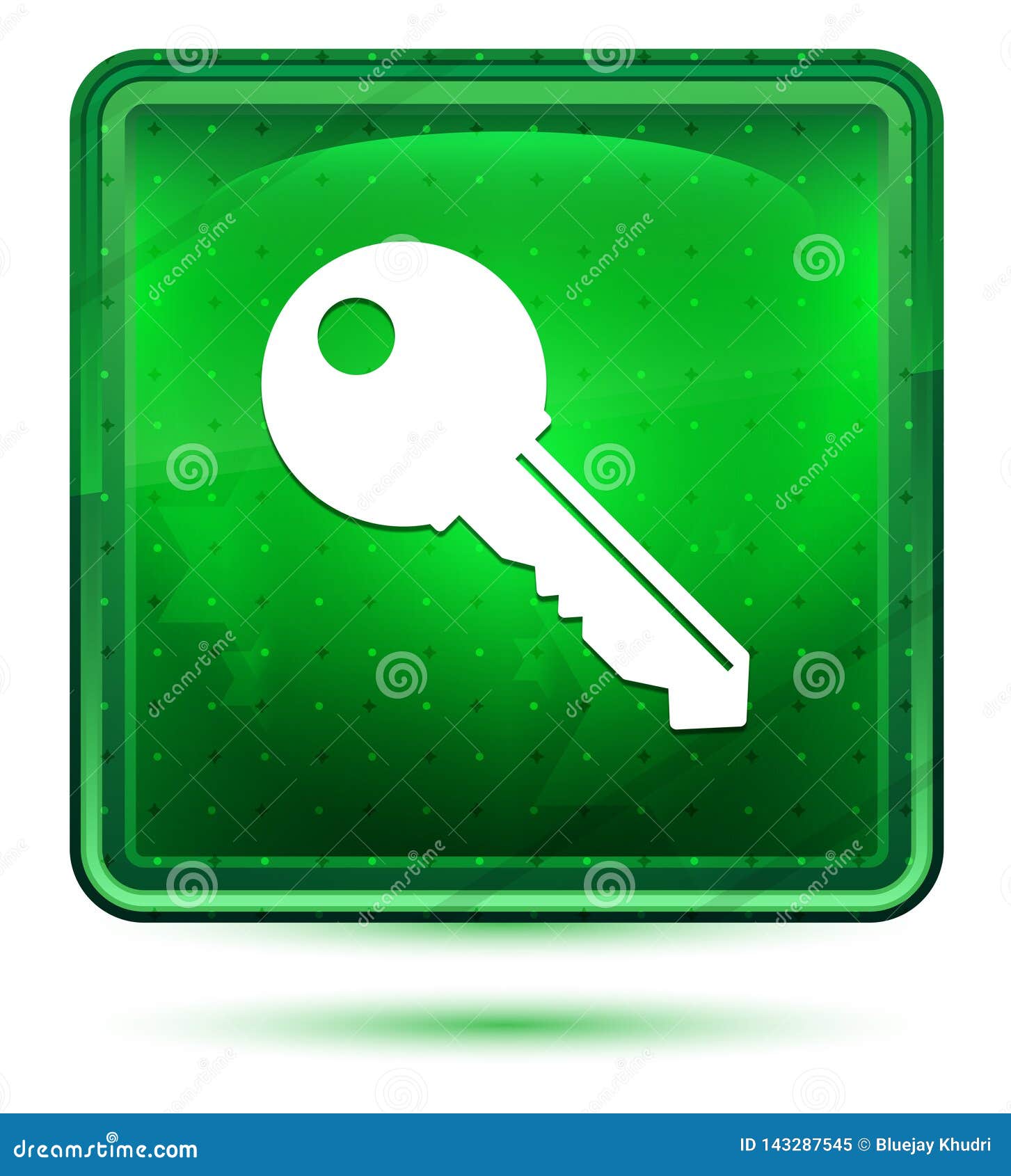 Key Icon Neon Light Green Square Button Stock Illustration ...