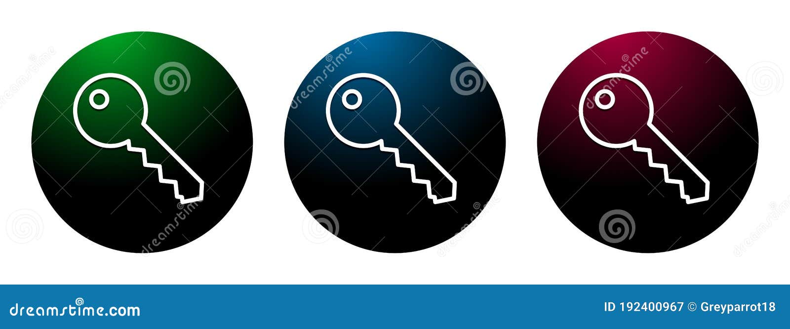 Key Icon Night Surface Round Button Set Illustration Stock Vector ...