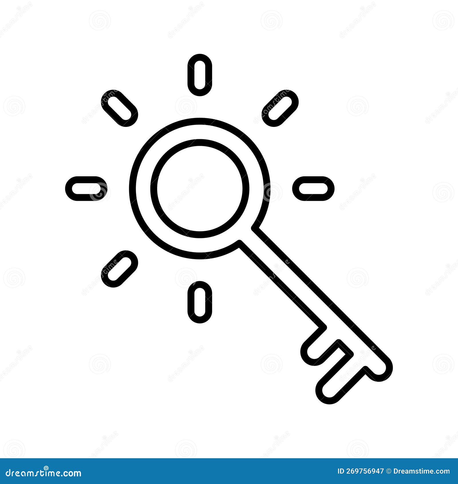 Key icon. Outline symbol stock vector. Illustration of vector - 269756947
