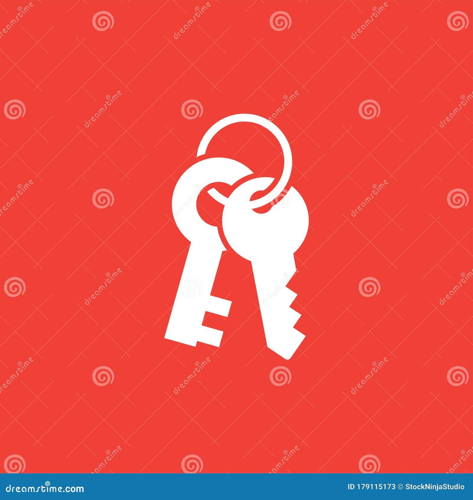 Key Icon on Red Background. Red Flat Style Vector Illustration Stock ...