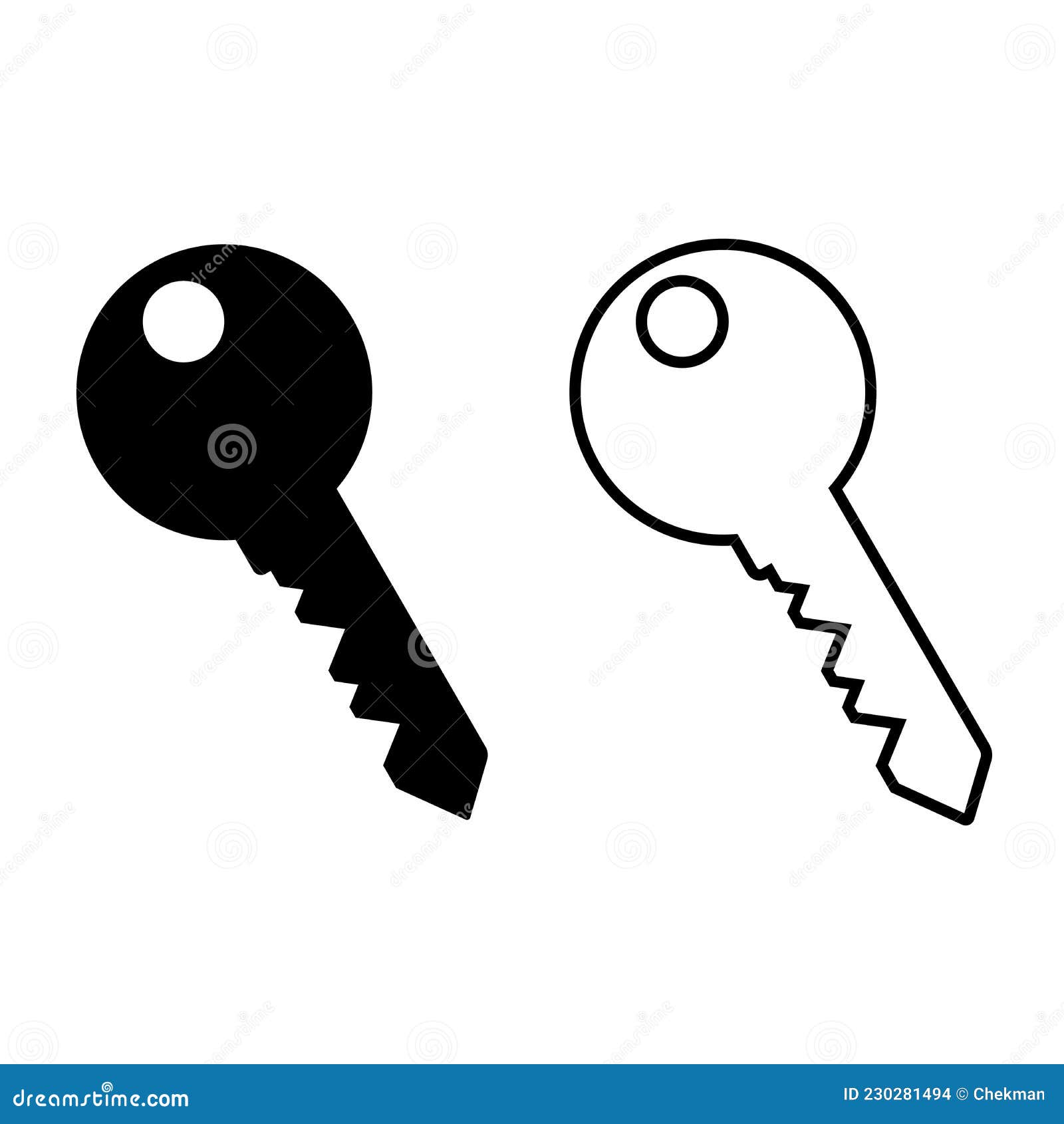 Key Icon. Set of Black Icons of Keys in Flat Style. Vector Linear Key ...