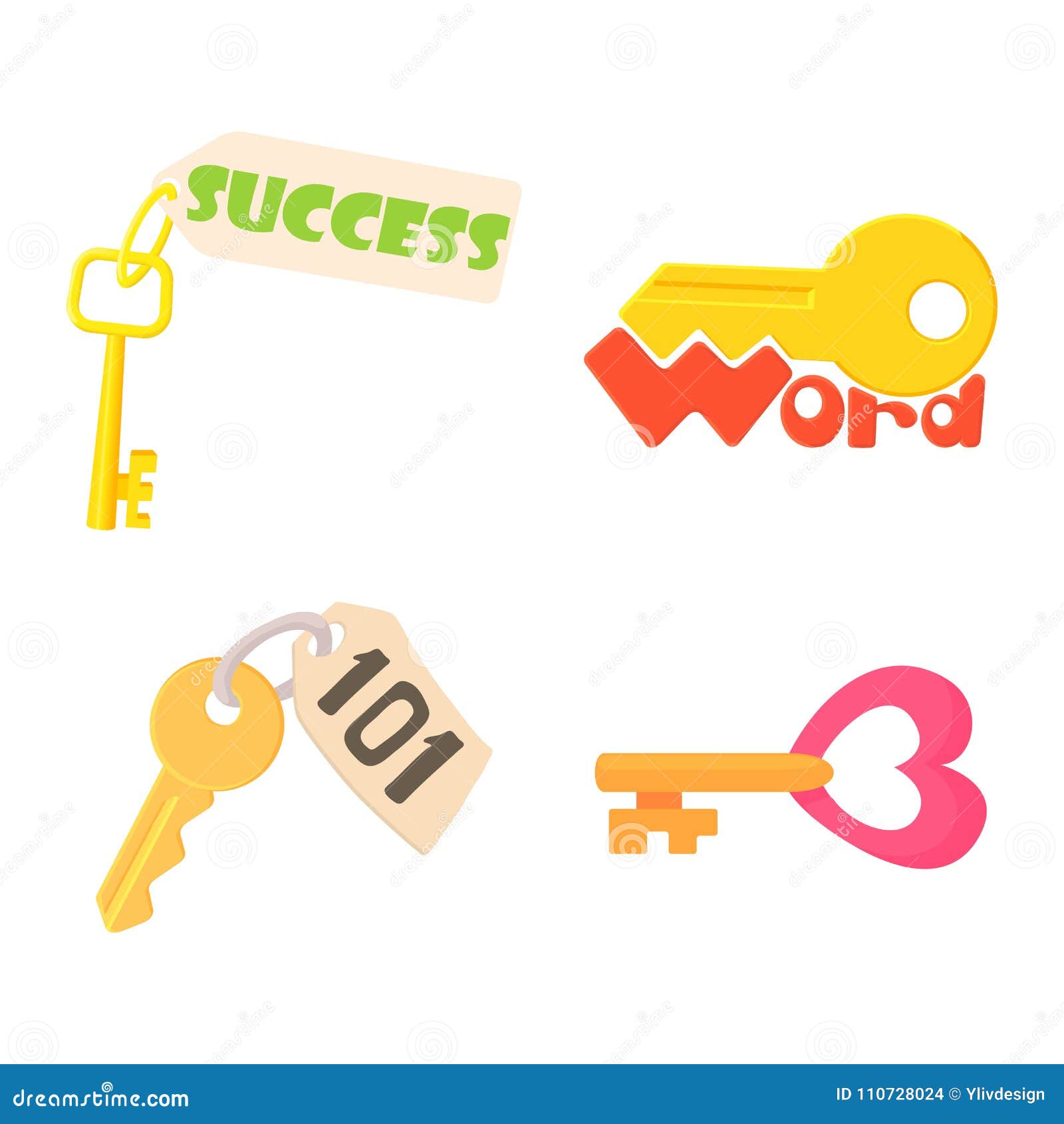 Key Icon Set, Cartoon Style Stock Vector - Illustration of iron ...
