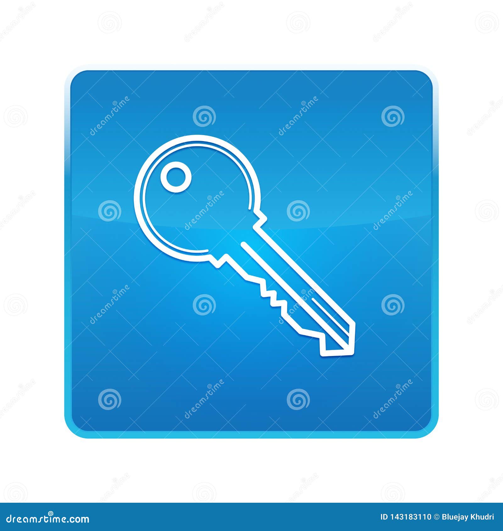 Key Icon Shiny Blue Square Button Stock Illustration - Illustration of ...