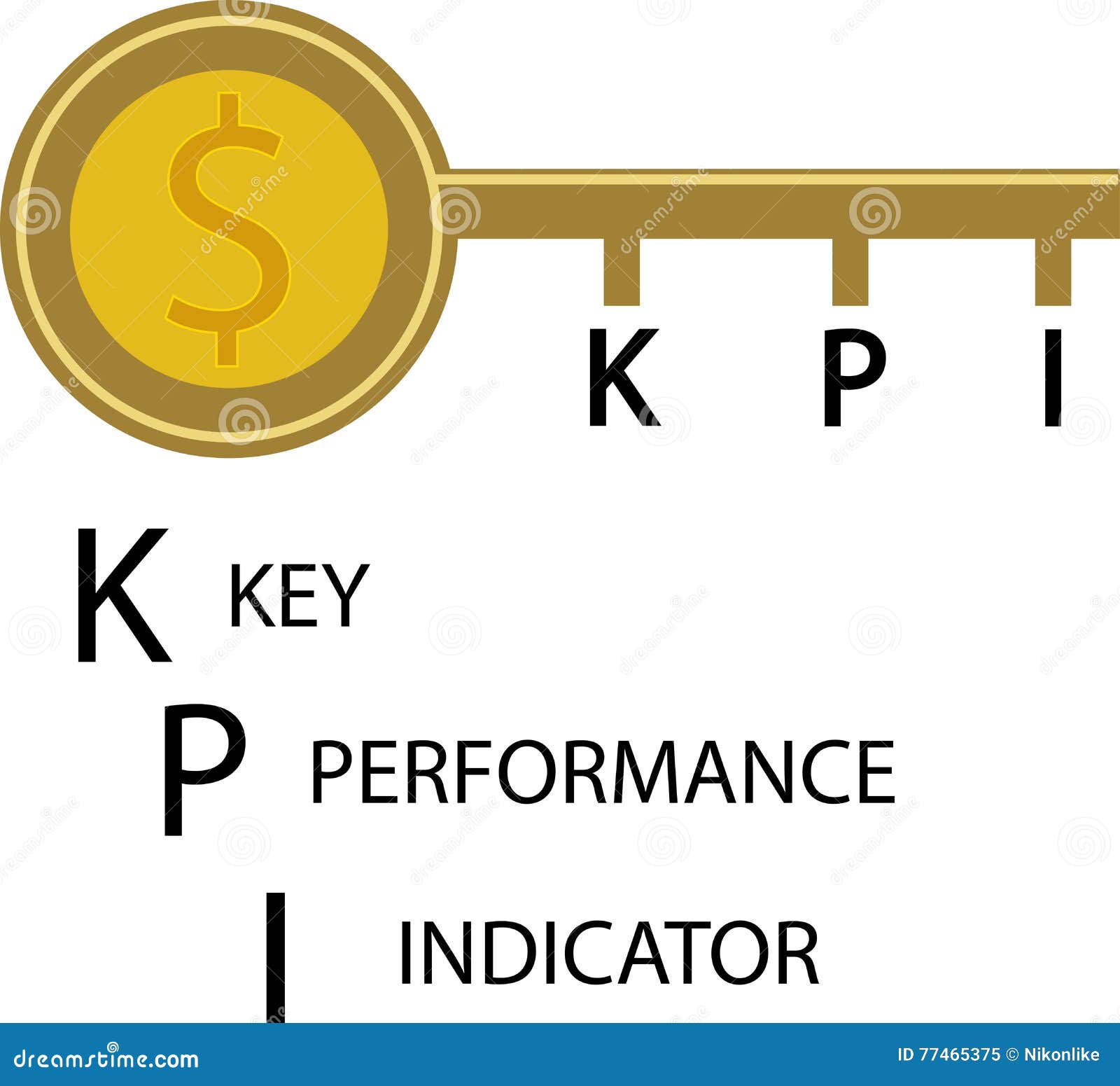 Key icon with word KPI. stock illustration. Illustration of index ...