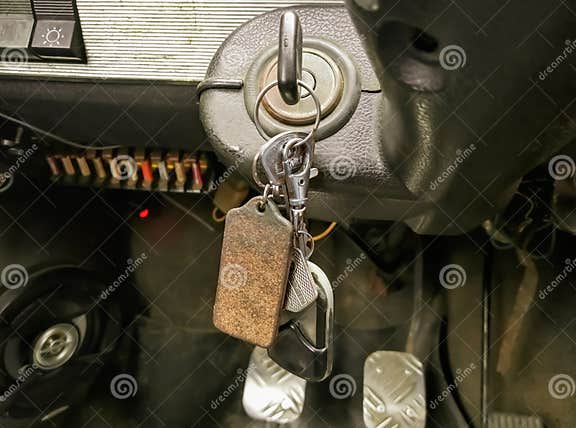 The Key is in the Ignition. Keys in the Car Lock. Ignition Key in the ...