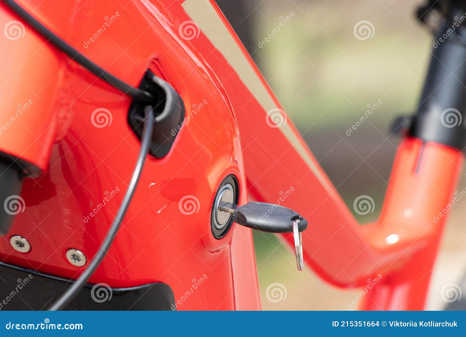 The Key is Inserted into the Keyhole on the Frame of the E-bike ...