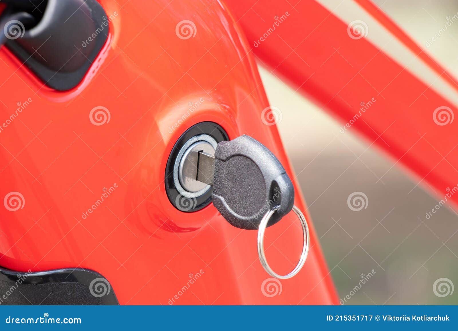 The Key is Inserted into the Keyhole on the Frame of the E-bike ...