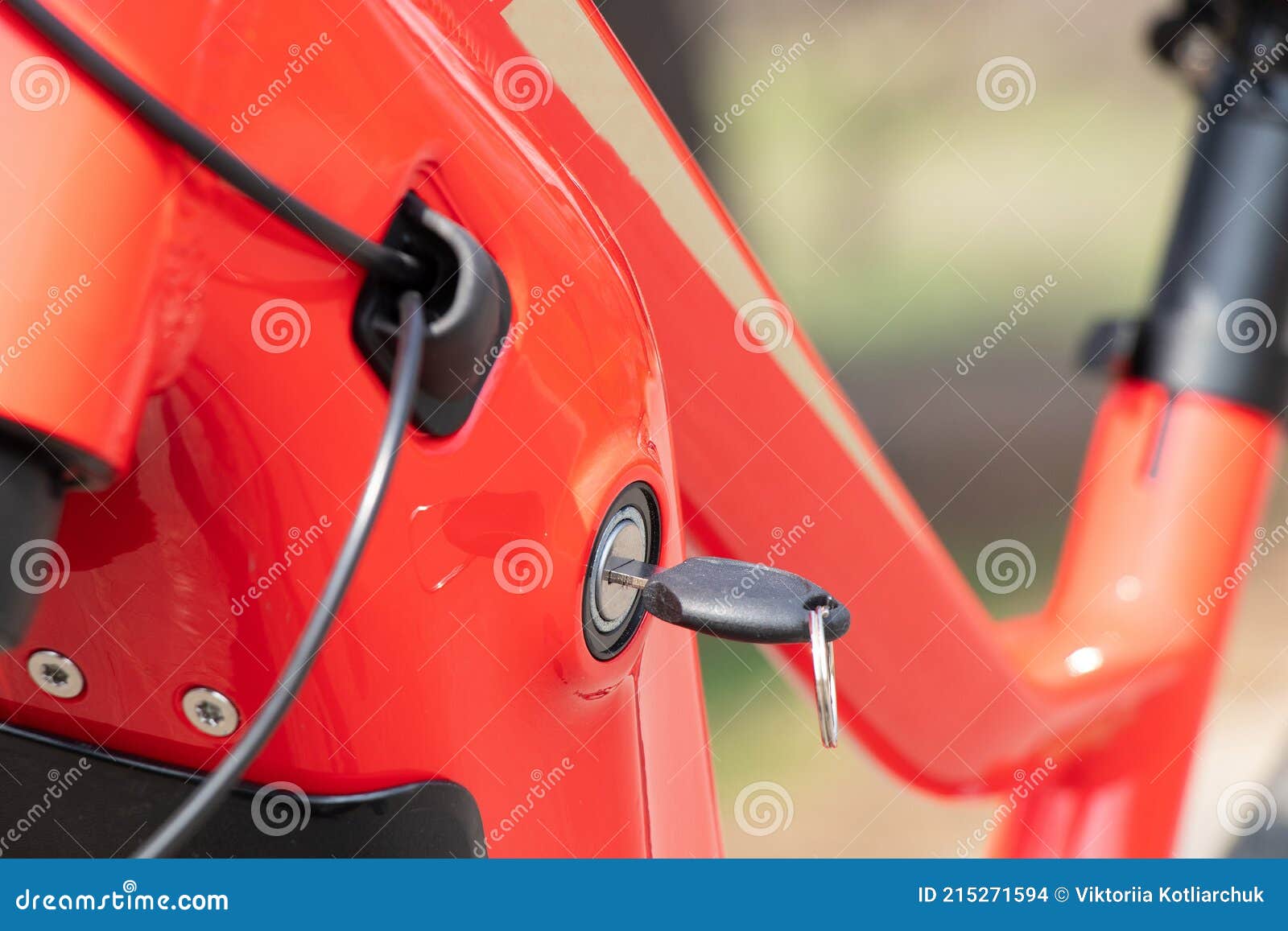 The Key is Inserted into the Keyhole on the Frame of the E-bike ...