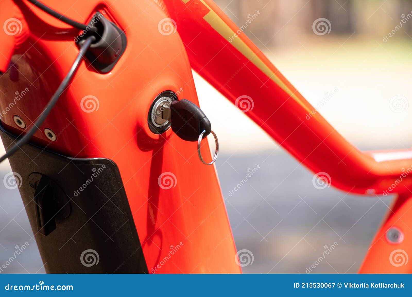 The Key is Inserted into the Keyhole on the Frame of the E-bike ...