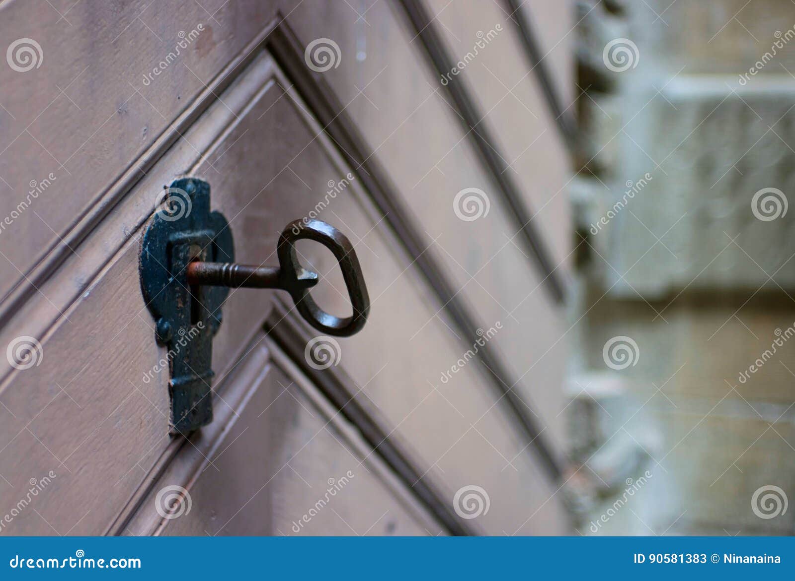 Key inside a lock stock image. Image of closeup, rustic - 90581383