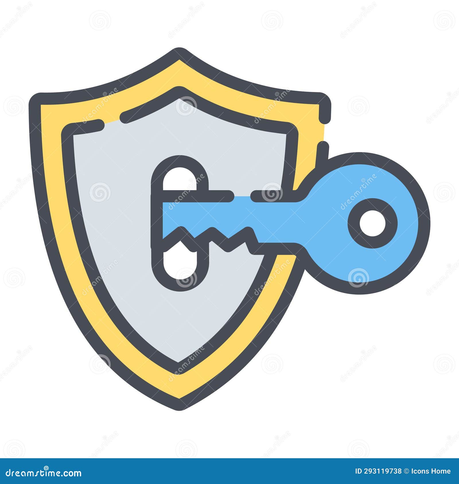 Key Inside Shield Showing Access Security Modern Concept Vector Stock ...