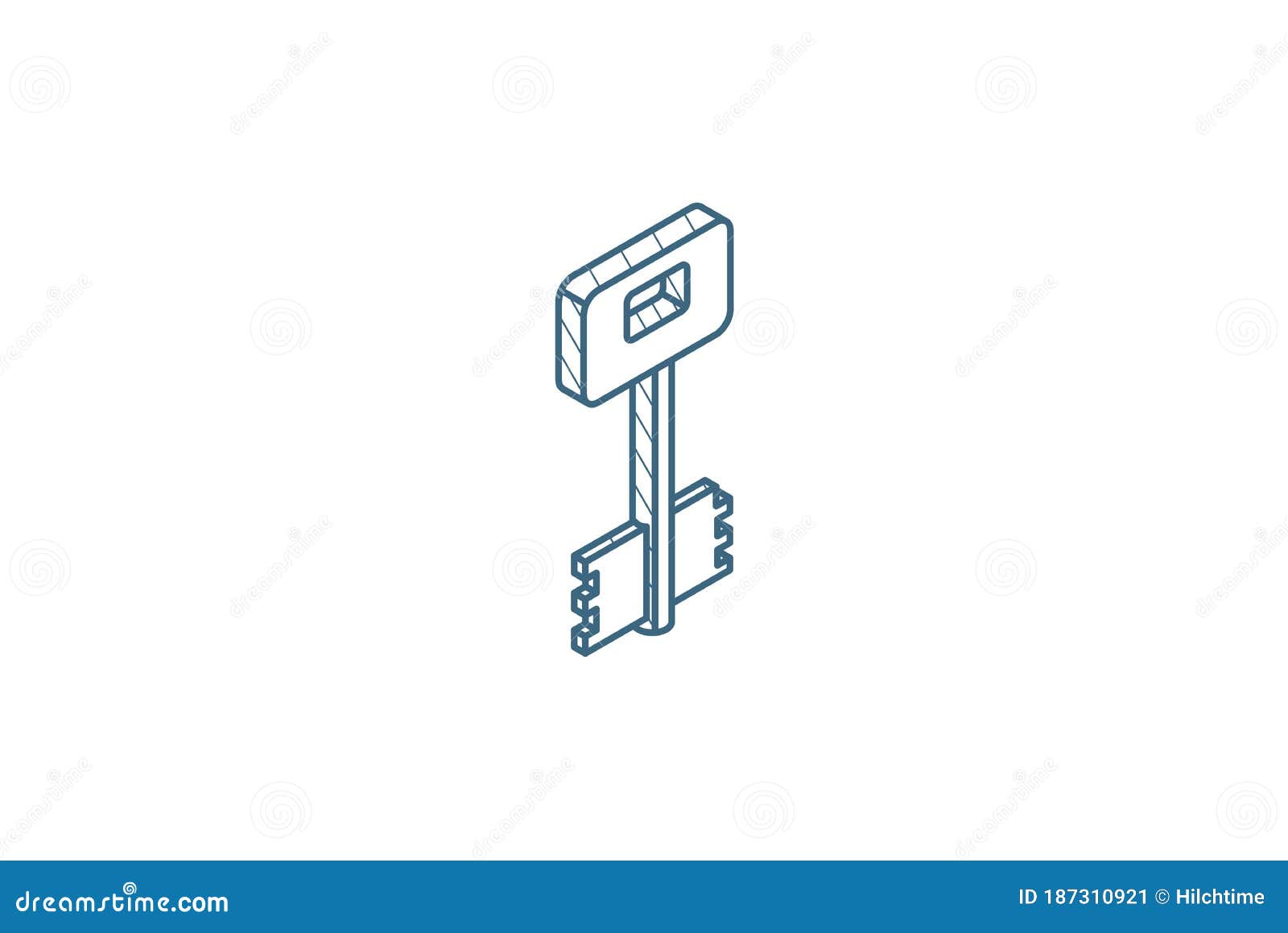 Key Isometric Icon. 3d Line Art Technical Drawing. Editable Stroke ...