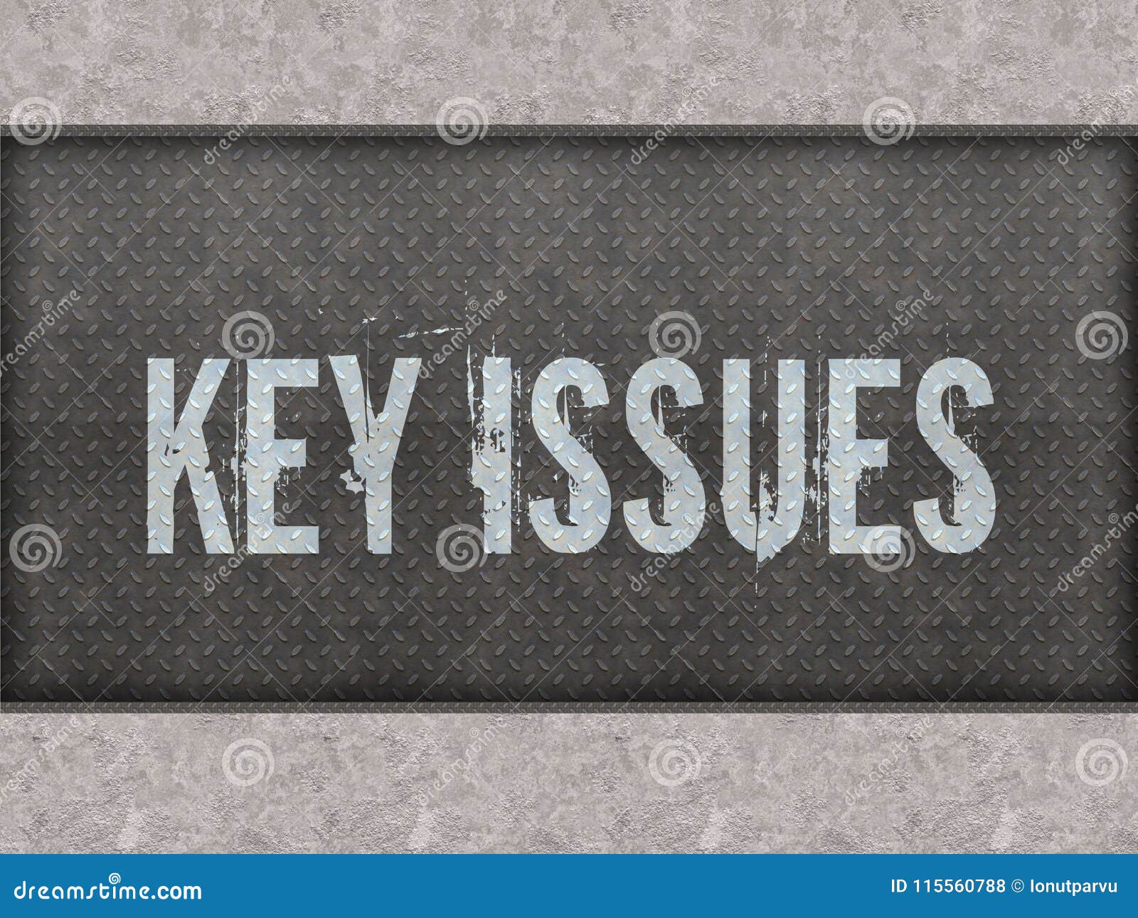 KEY ISSUES Painted on Metal Panel Wall. Stock Photo - Image of type ...
