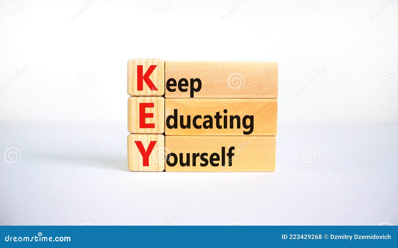 KEY, Keep Educating Yourself Symbol. Wooden Blocks with Words `KEY ...