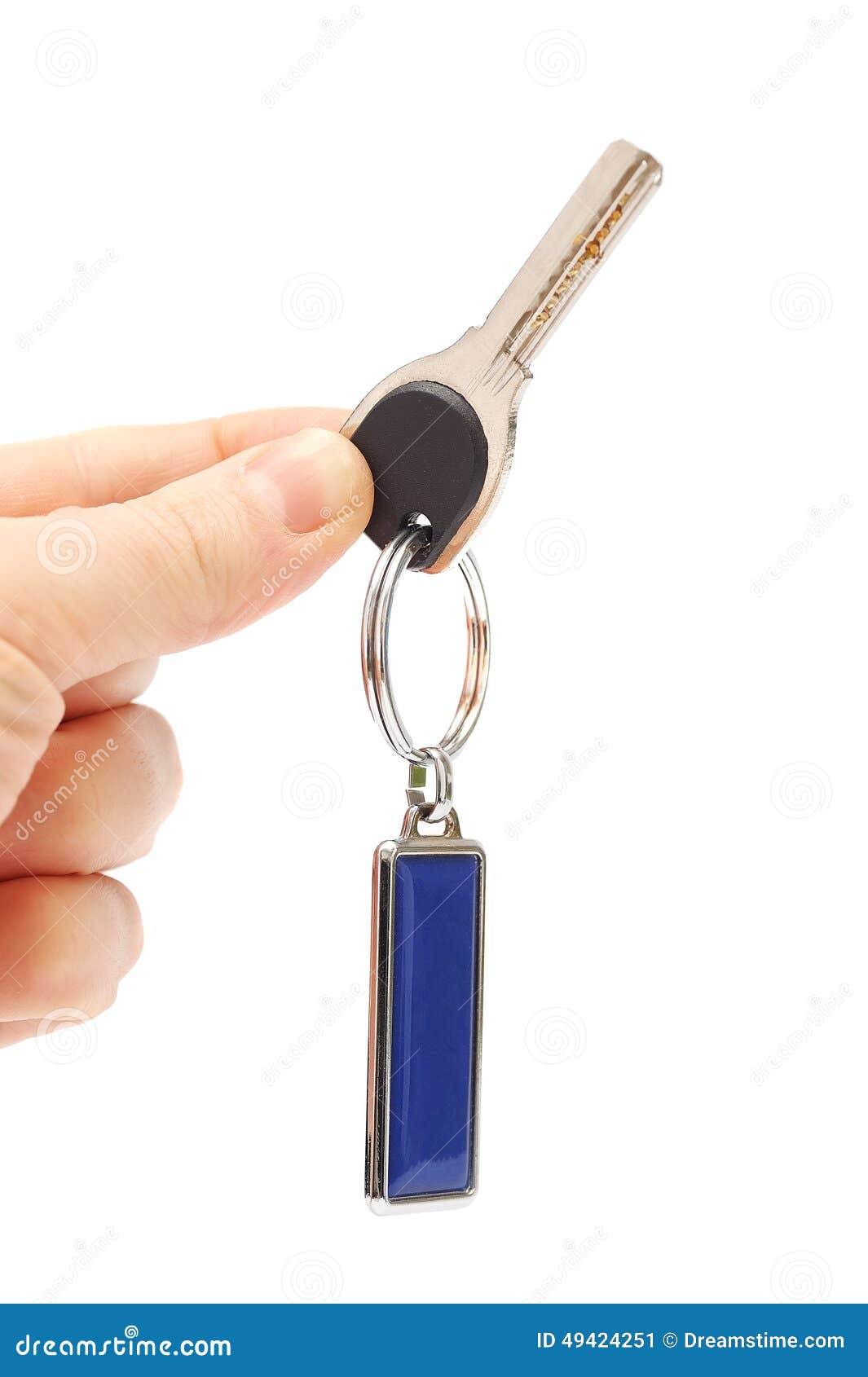 Key with a Keychain in the Hand Stock Image - Image of human, klch ...