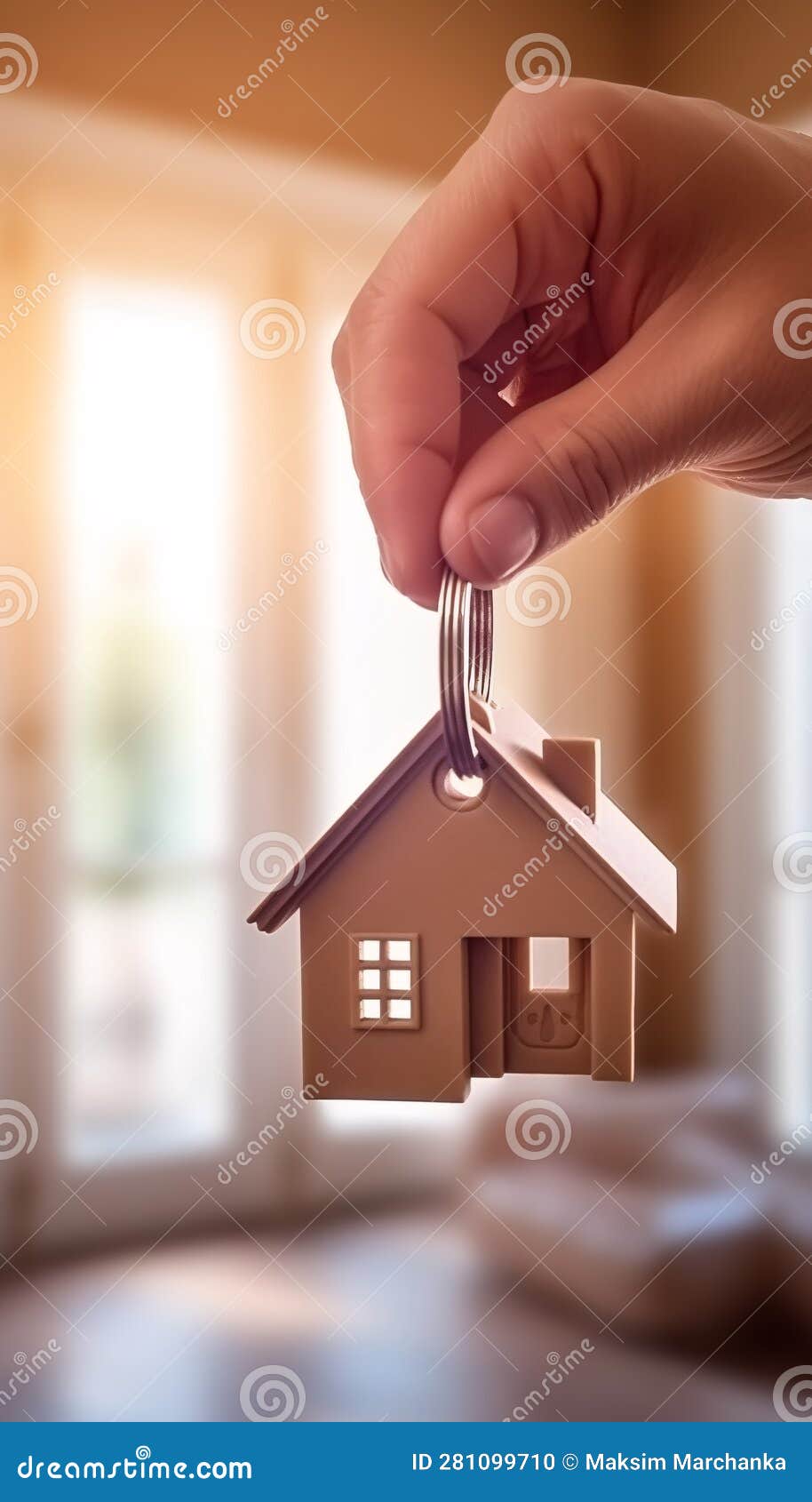 Key with Keychain in Hand, Moving To a New Home, Generated AI Stock ...