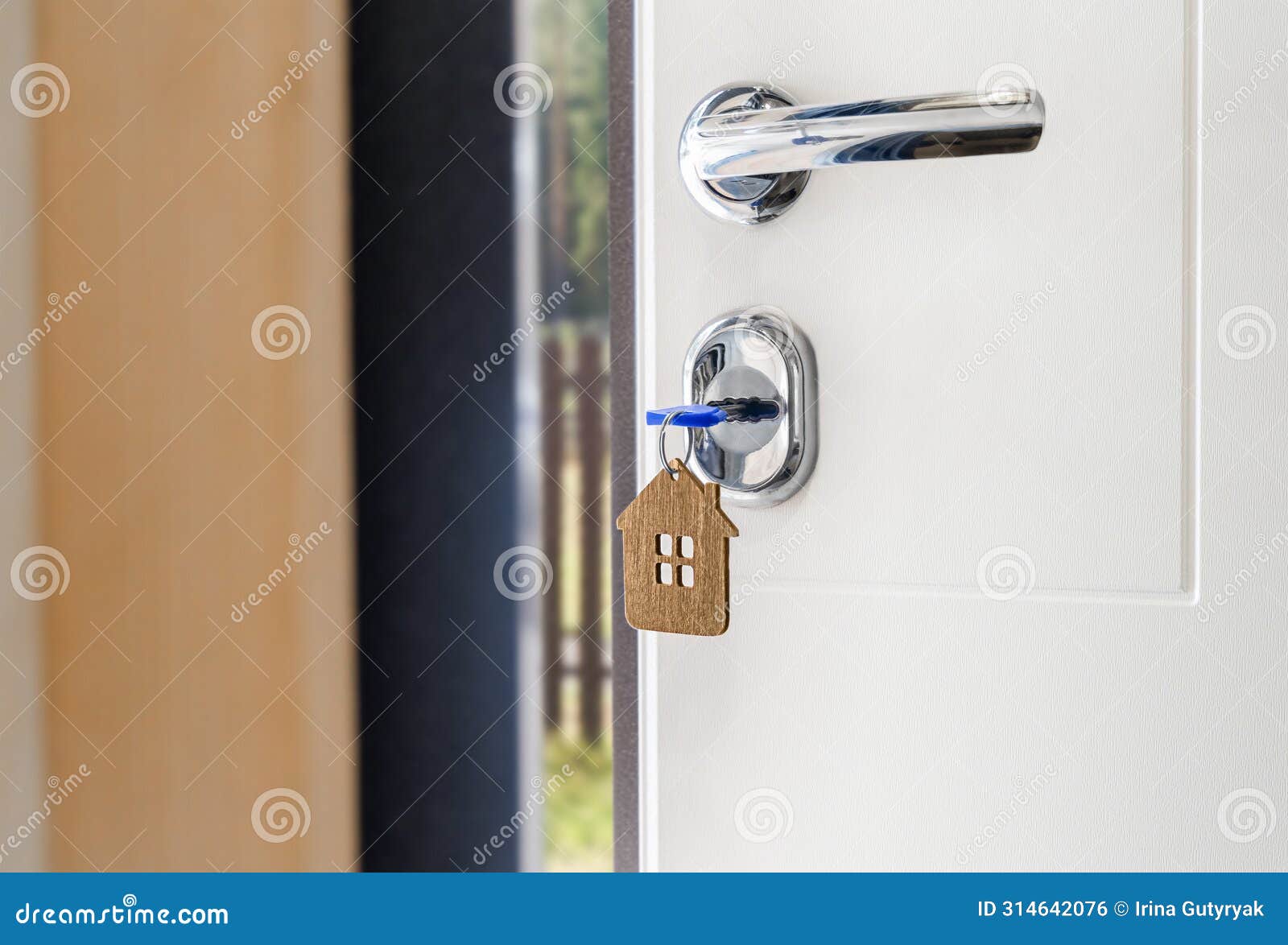 The key is in the door stock photo. Image of lock, loan - 314642076