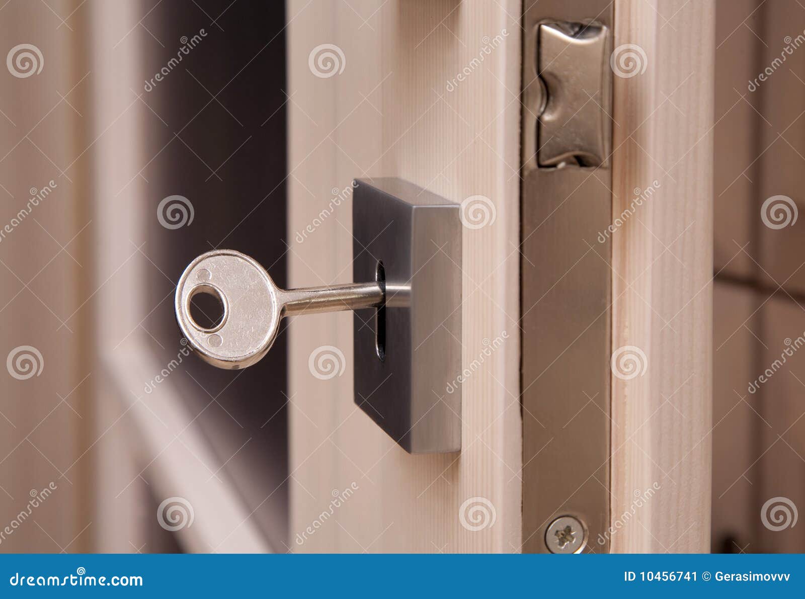 Key in a keyhole stock image. Image of wooden, unlock - 10456741