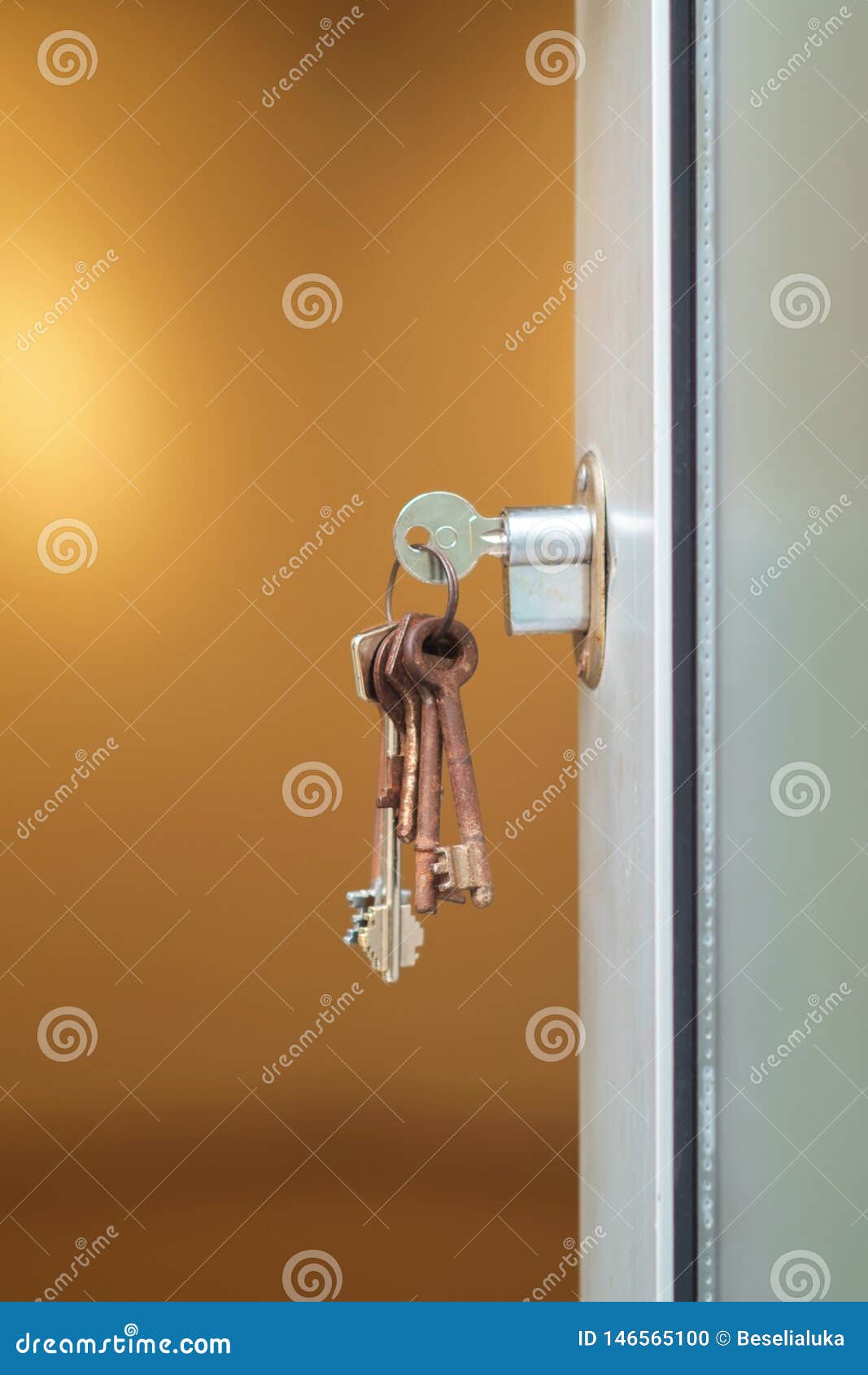 Key in the keyhole stock photo. Image of hole, door - 146565100