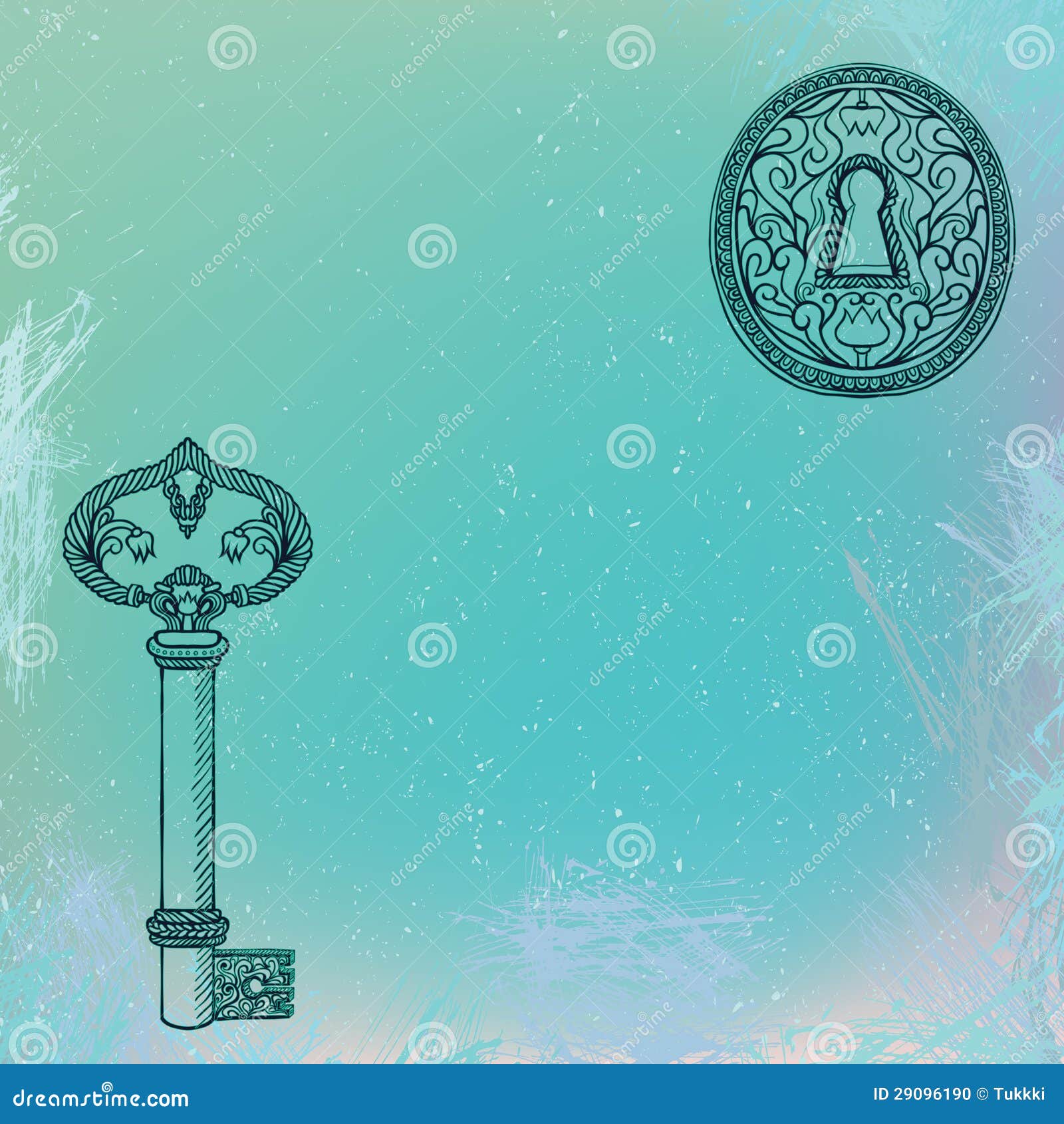 Key and Keyhole, Grunge Vector Background Stock Vector - Illustration ...