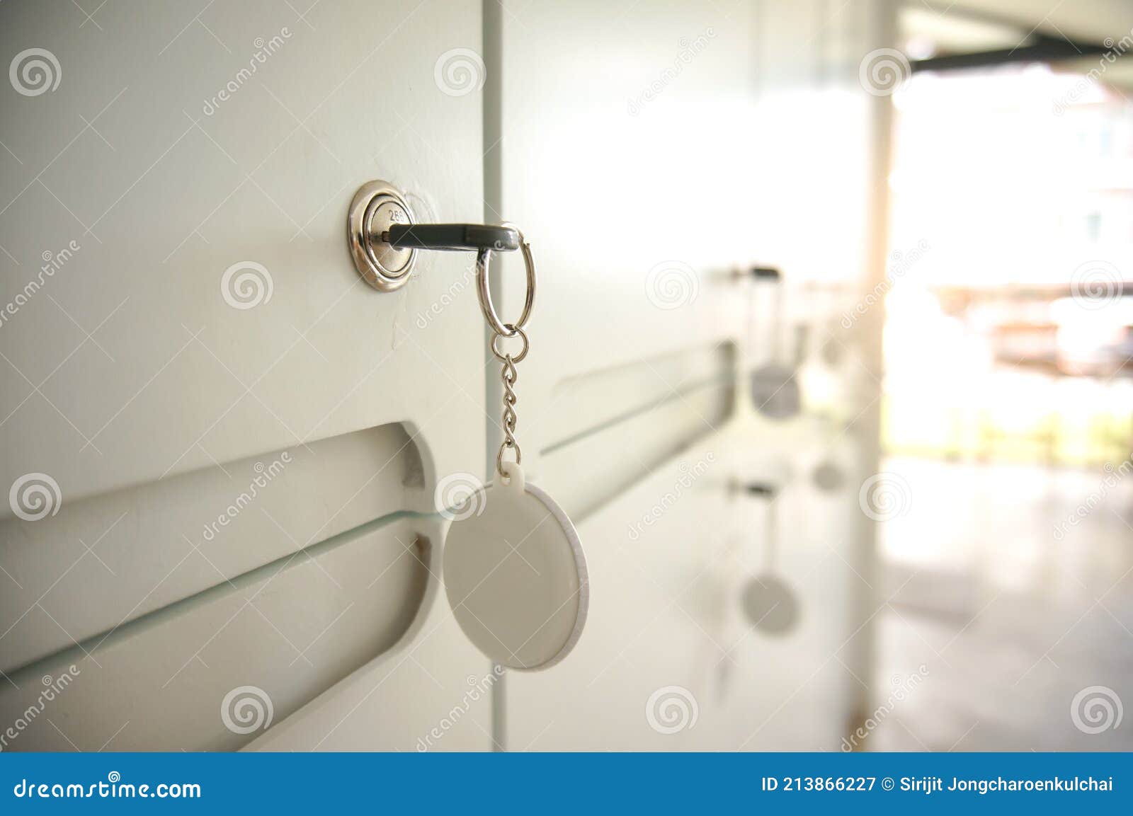 Key in Keyhole on Locker Door. Keys Stuck in a Lock Stock Image - Image ...