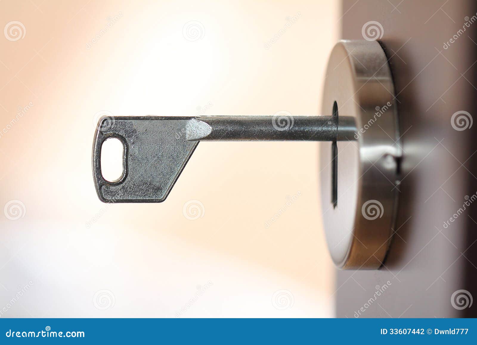 Key in keyhole stock photo. Image of closeup, unlocking - 33607442