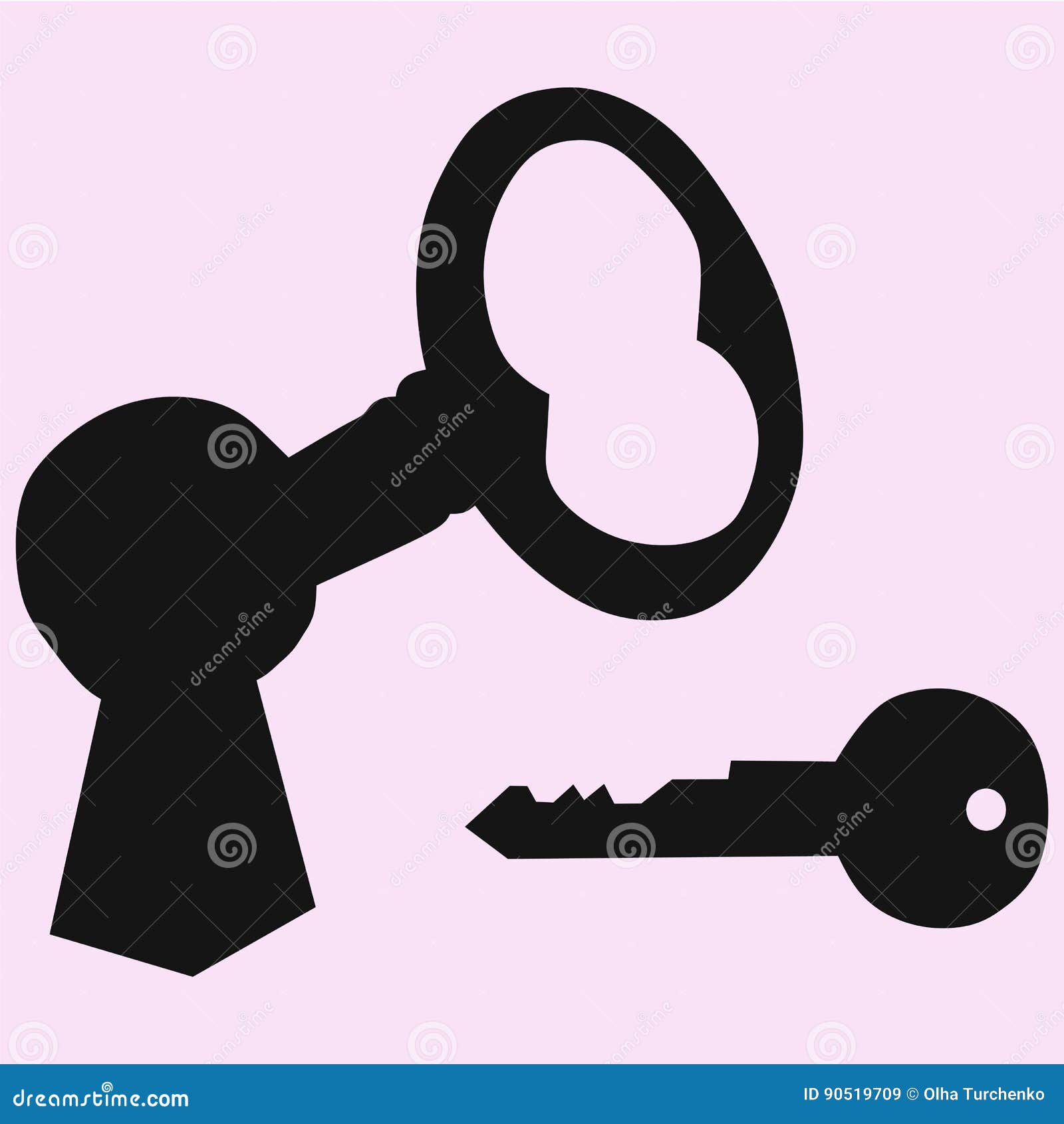 Key in keyhole stock vector. Illustration of contour - 90519709