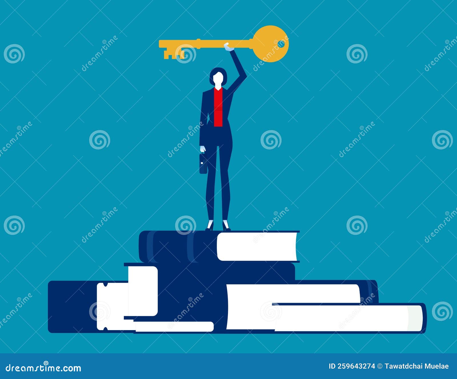 Key of Knowledge and Learning. Business Book Vector Illustration ...