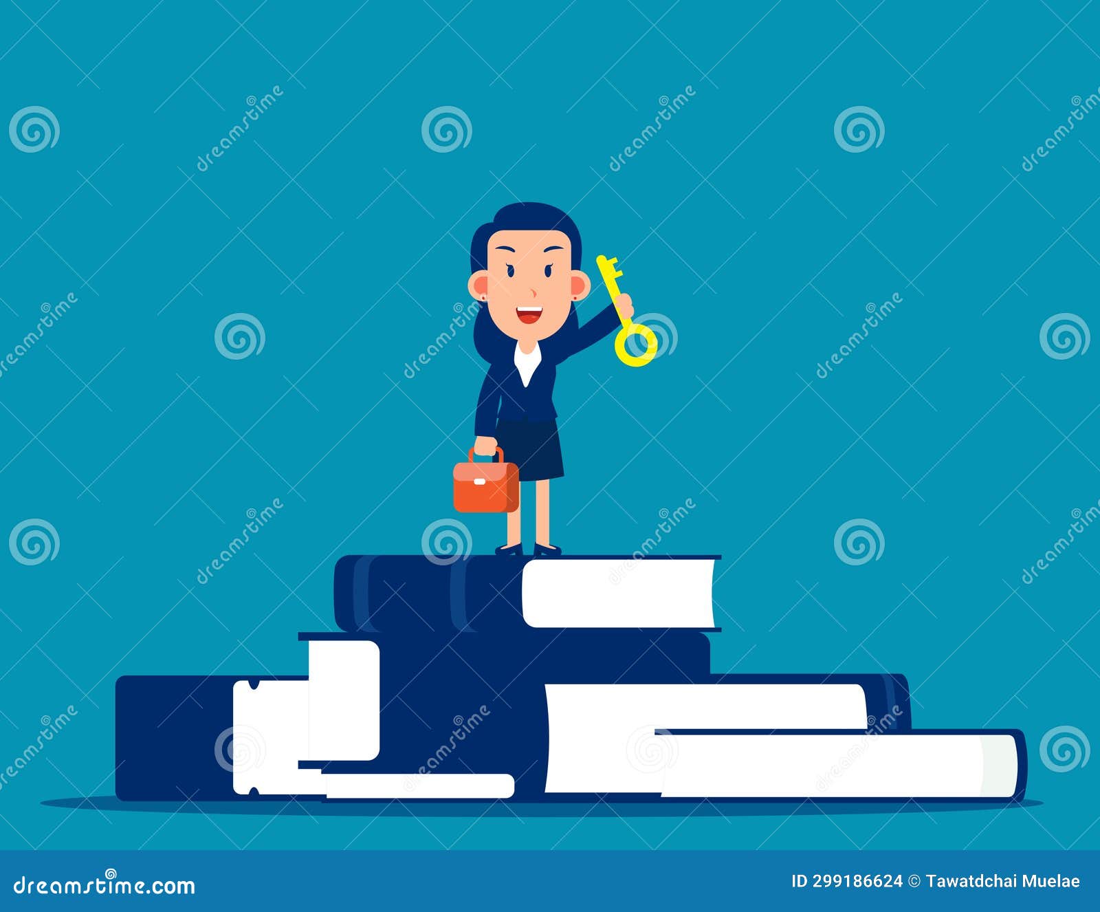 Key of Knowledge and Learning. Business Book Vector Illustration ...