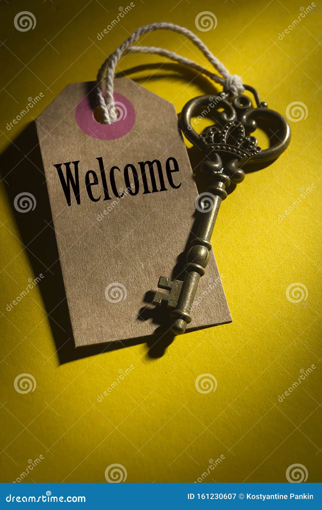 Key with label welcome stock image. Image of yellow - 161230607