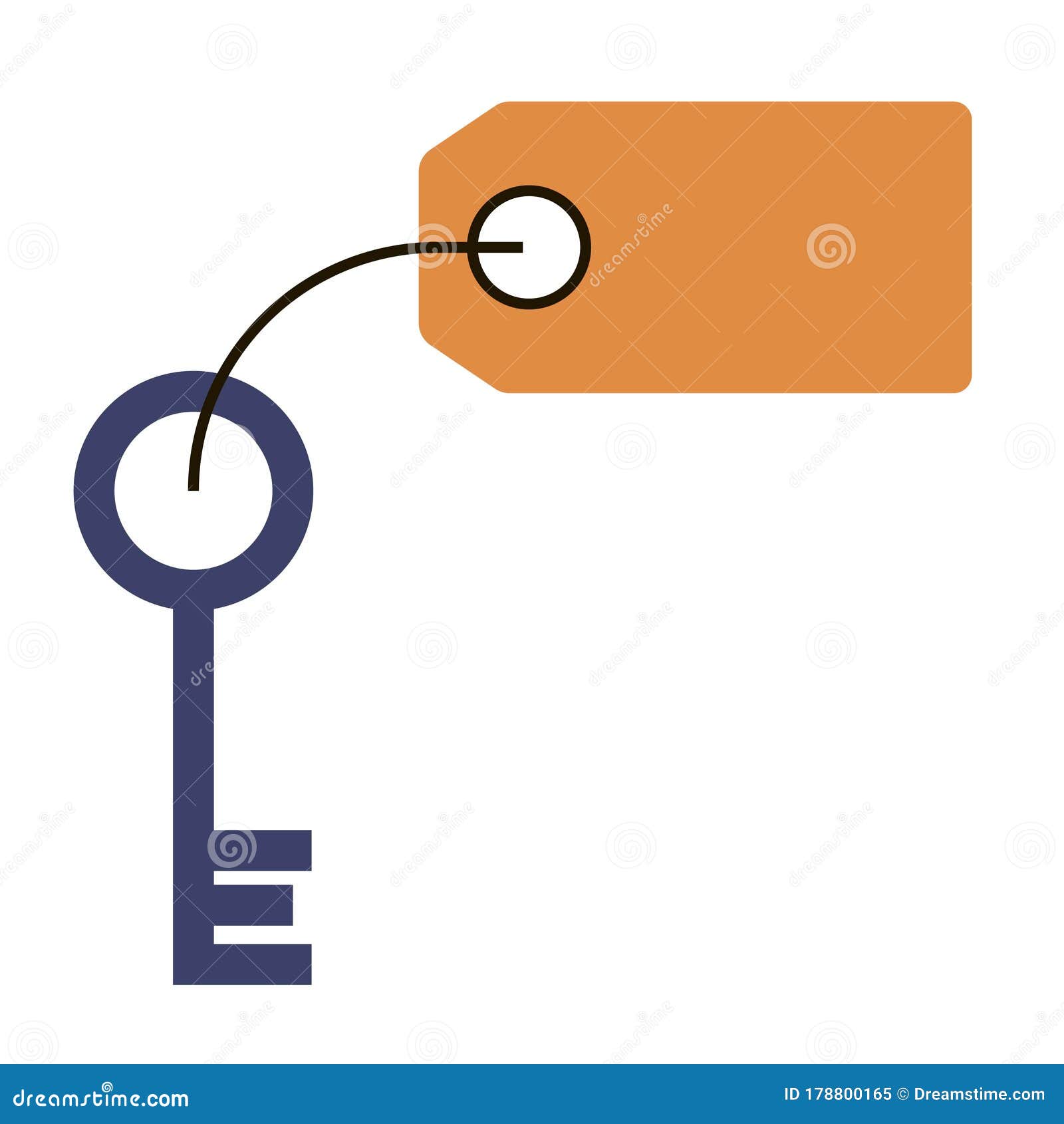 Key with Label on White Background. Vector Illustration in Trendy Flat ...