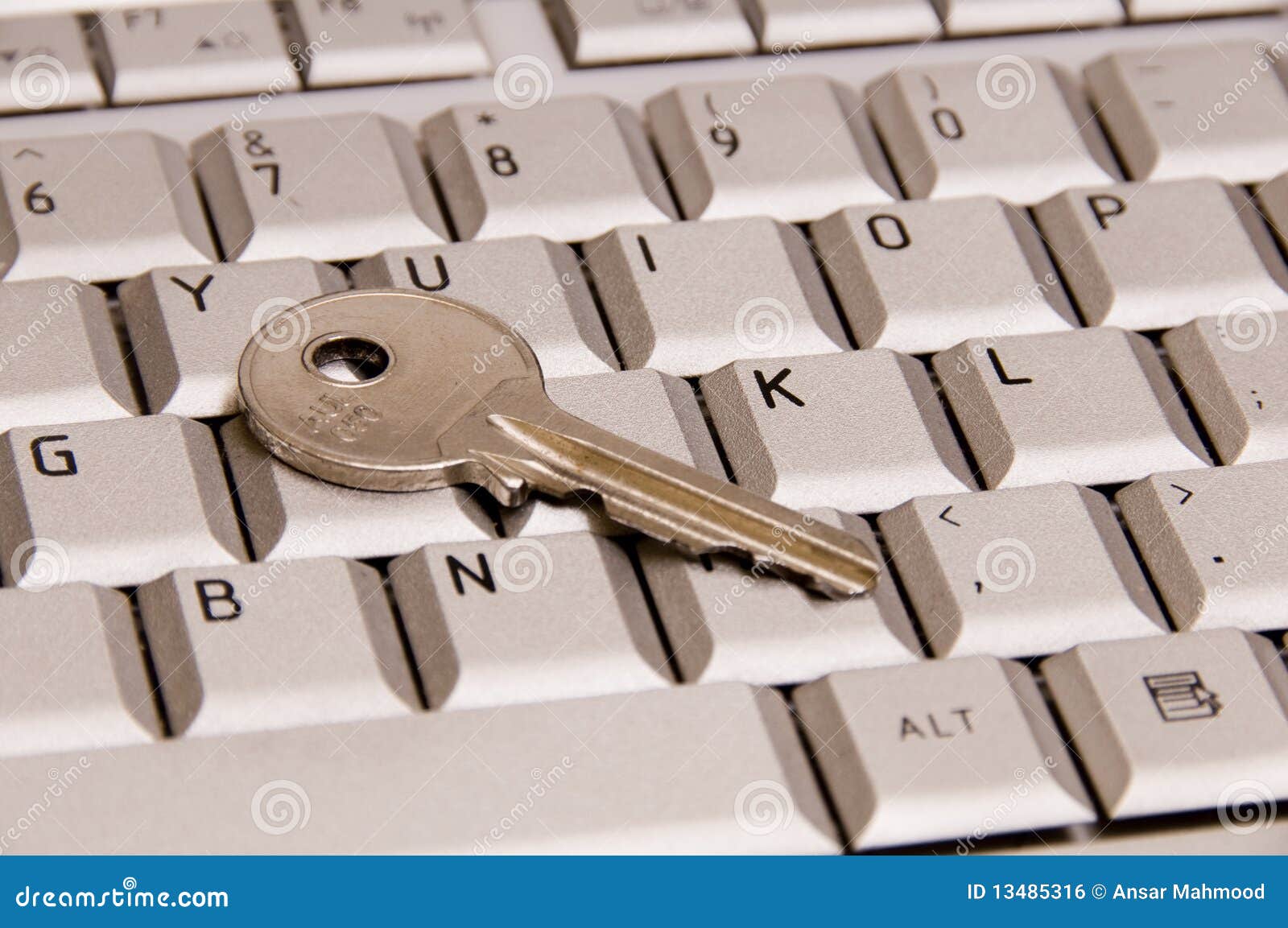 Key on laptop keyboard stock photo. Image of open, information - 13485316