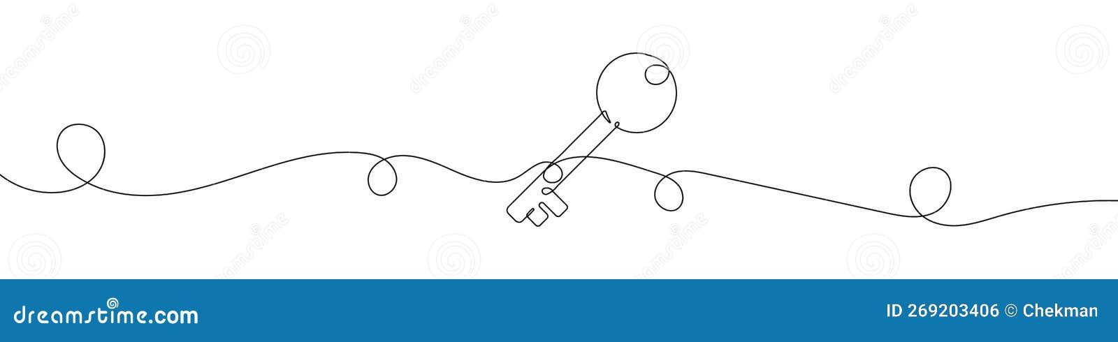 Key Line Background. One Continuous Line Drawing of Key. Key Line Icon ...