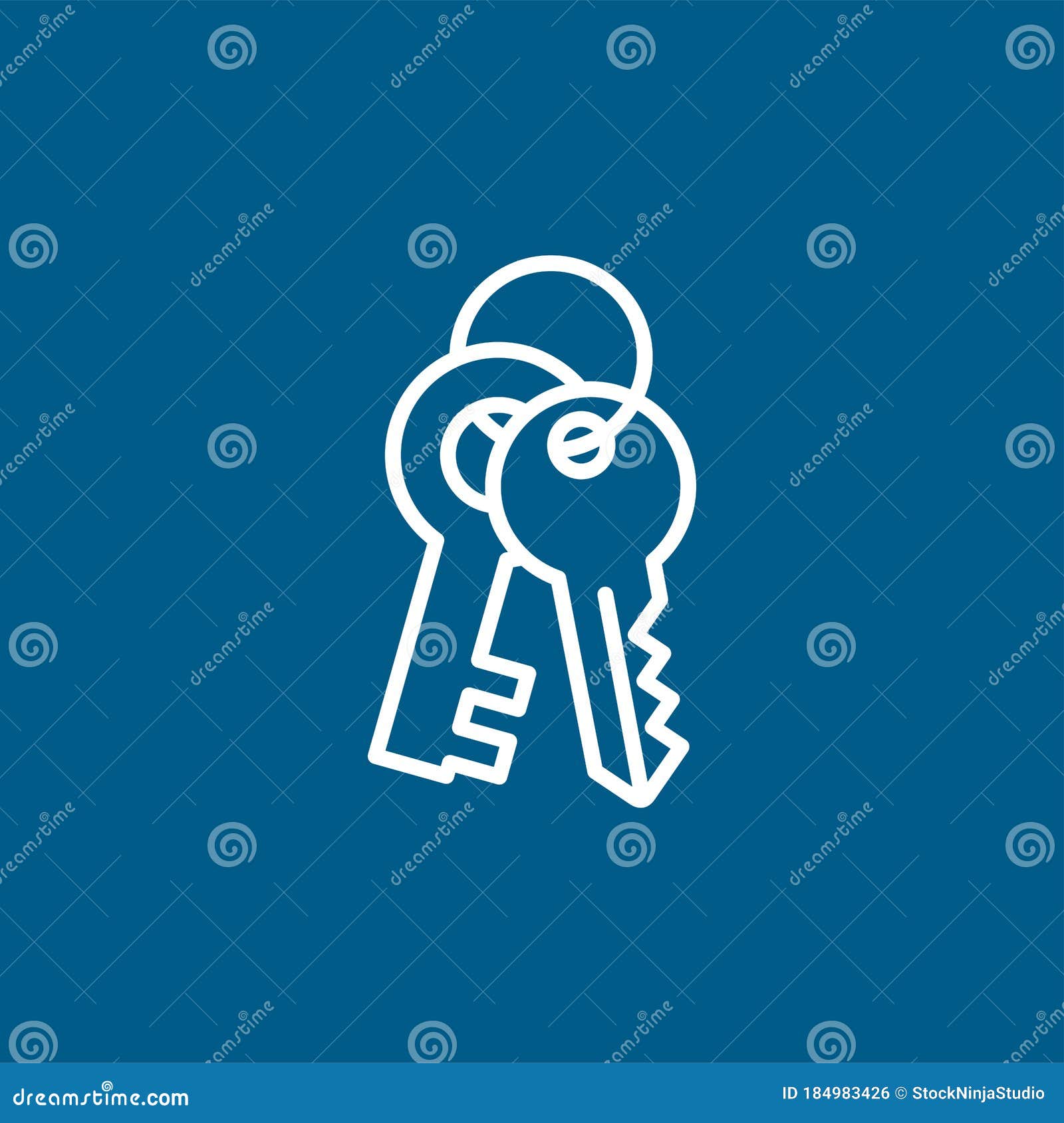 Key Line Icon on Blue Background. Blue Flat Style Vector Illustration ...