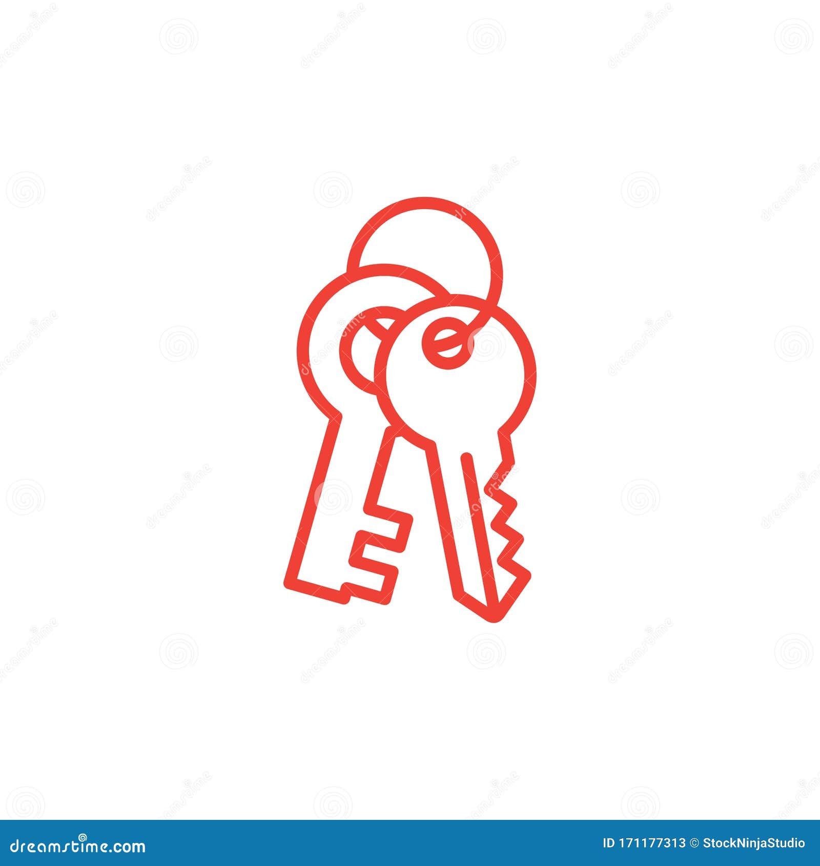 Key Line Red Icon on White Background. Red Flat Style Vector ...