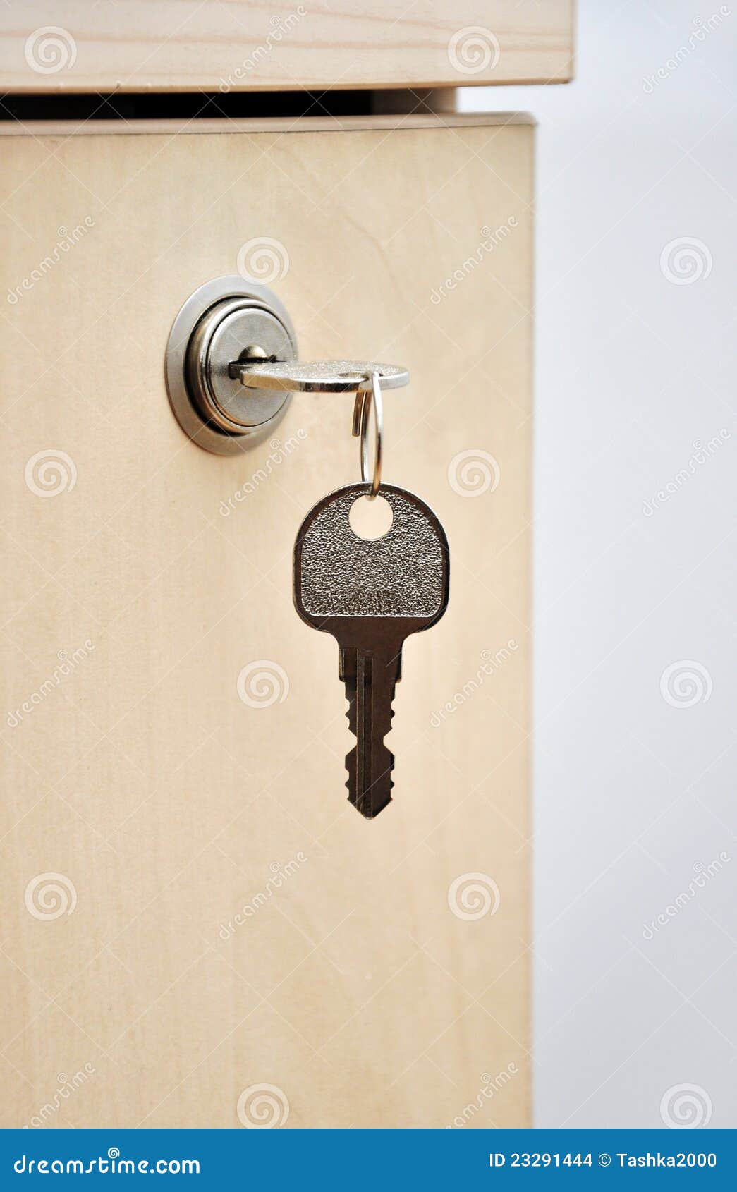 Key in lock stock photo. Image of desk, wooden, furniture - 23291444
