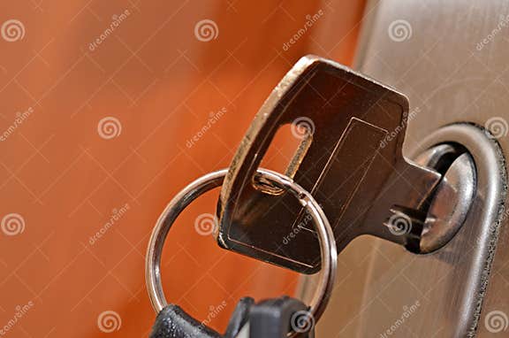 Key in lock close up stock photo. Image of safety, concept - 20673254