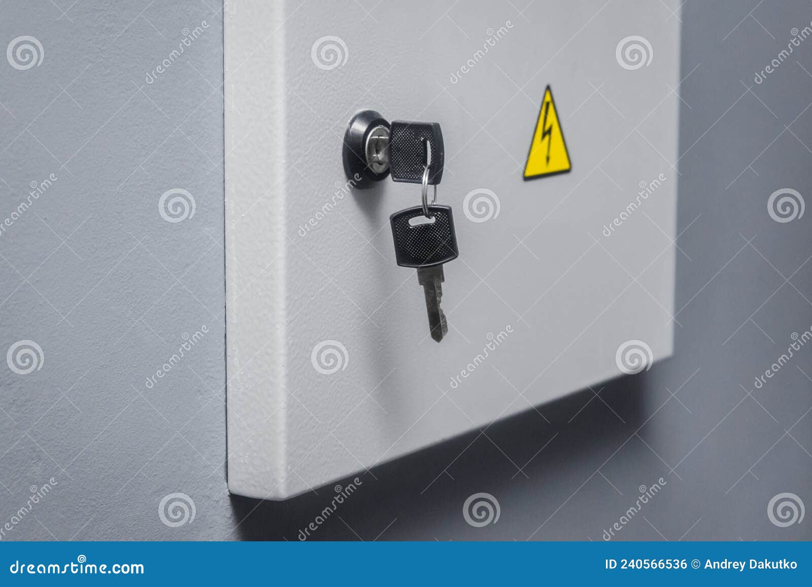 Key in the Lock from the Electrical Power Box, Caution High Voltage on ...