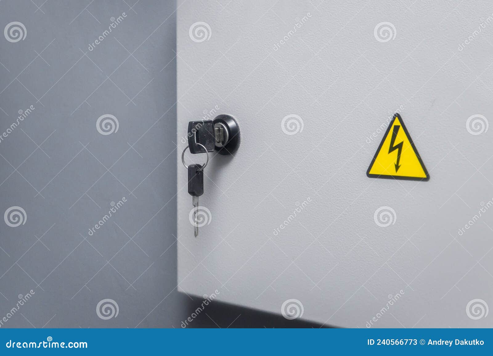 Key in the Lock from the Electrical Power Box, Caution High Voltage on ...