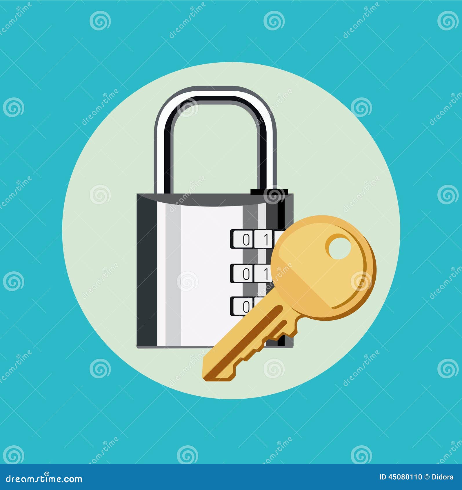 Key and Lock Flat Design Vector Stock Vector - Illustration of element ...