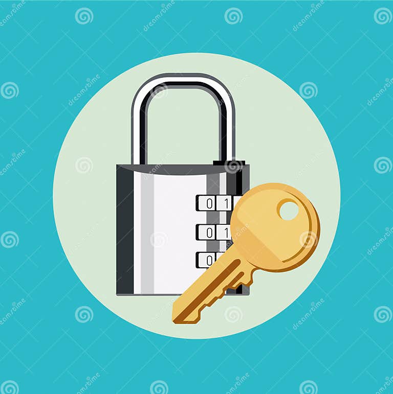 Key and Lock Flat Design Vector Stock Vector - Illustration of element ...