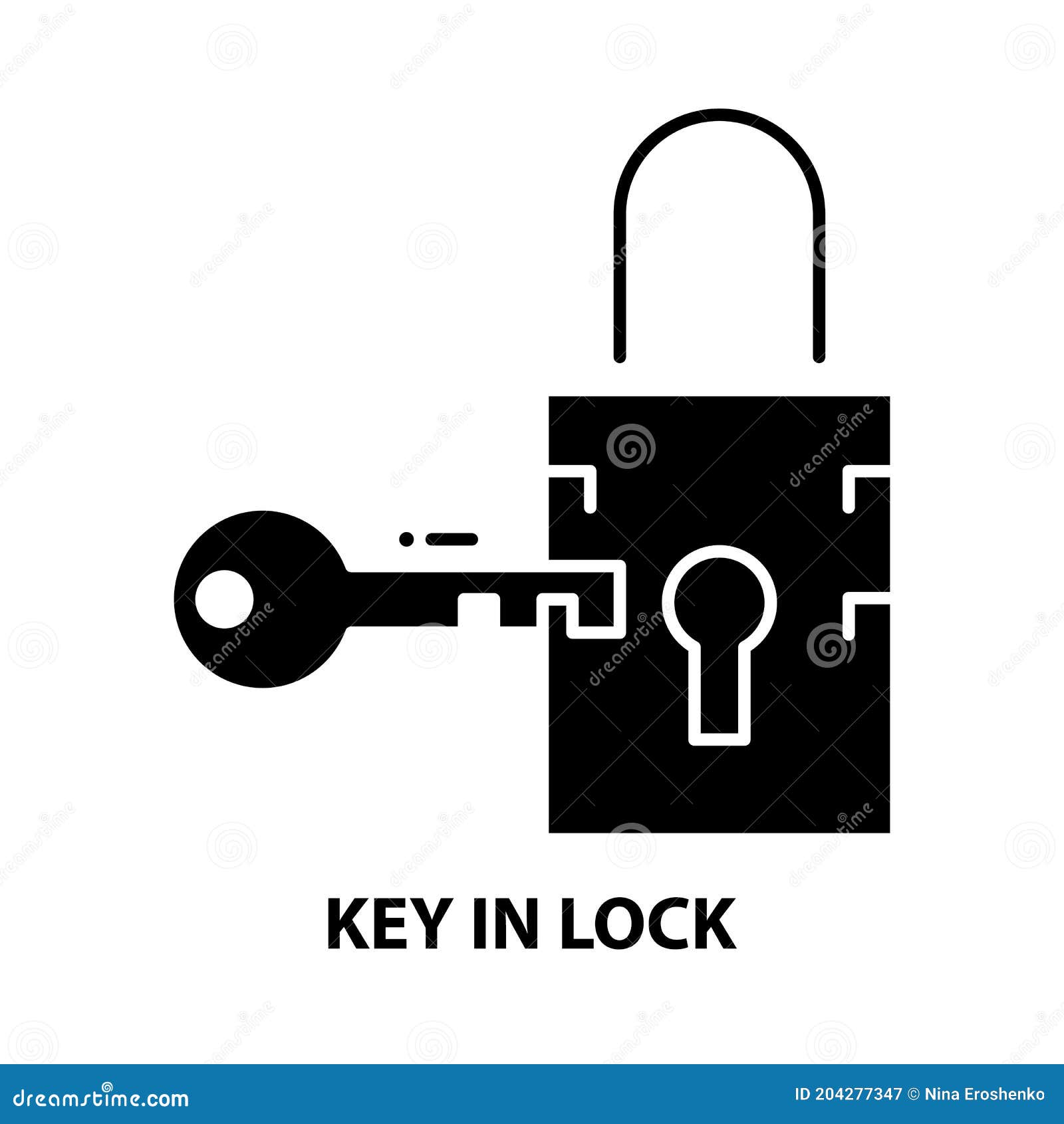 Key in Lock Icon, Black Vector Sign with Editable Strokes, Concept ...