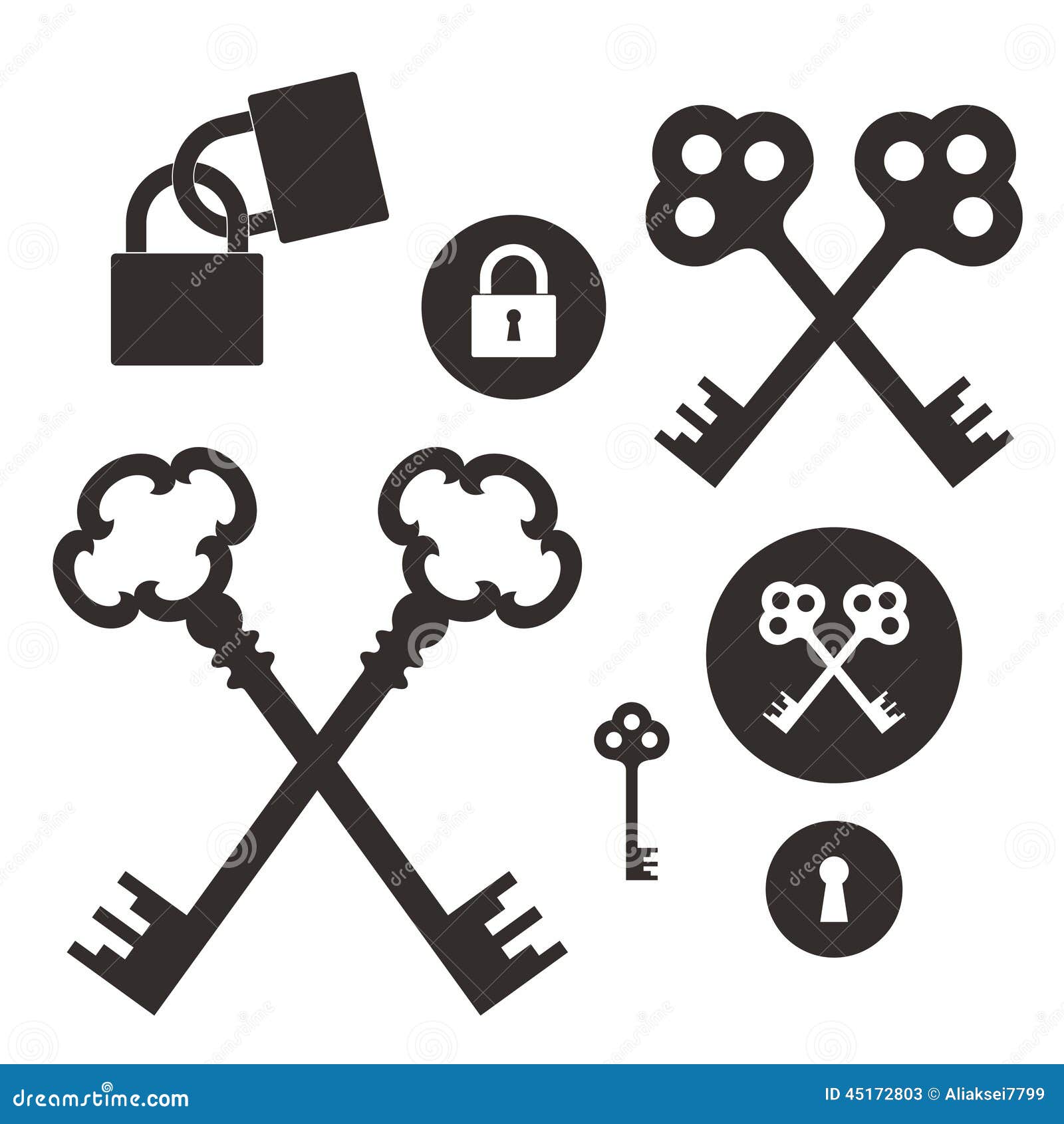 Key. Lock. Icon set stock vector. Illustration of vector - 45172803