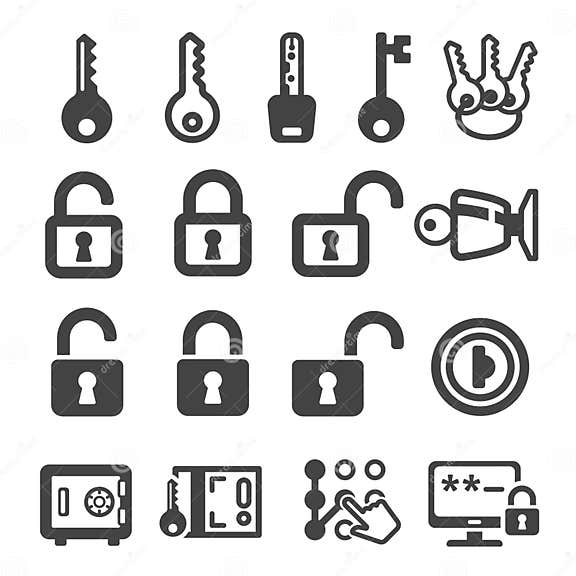 Key,lock icon set stock vector. Illustration of locker - 136589885