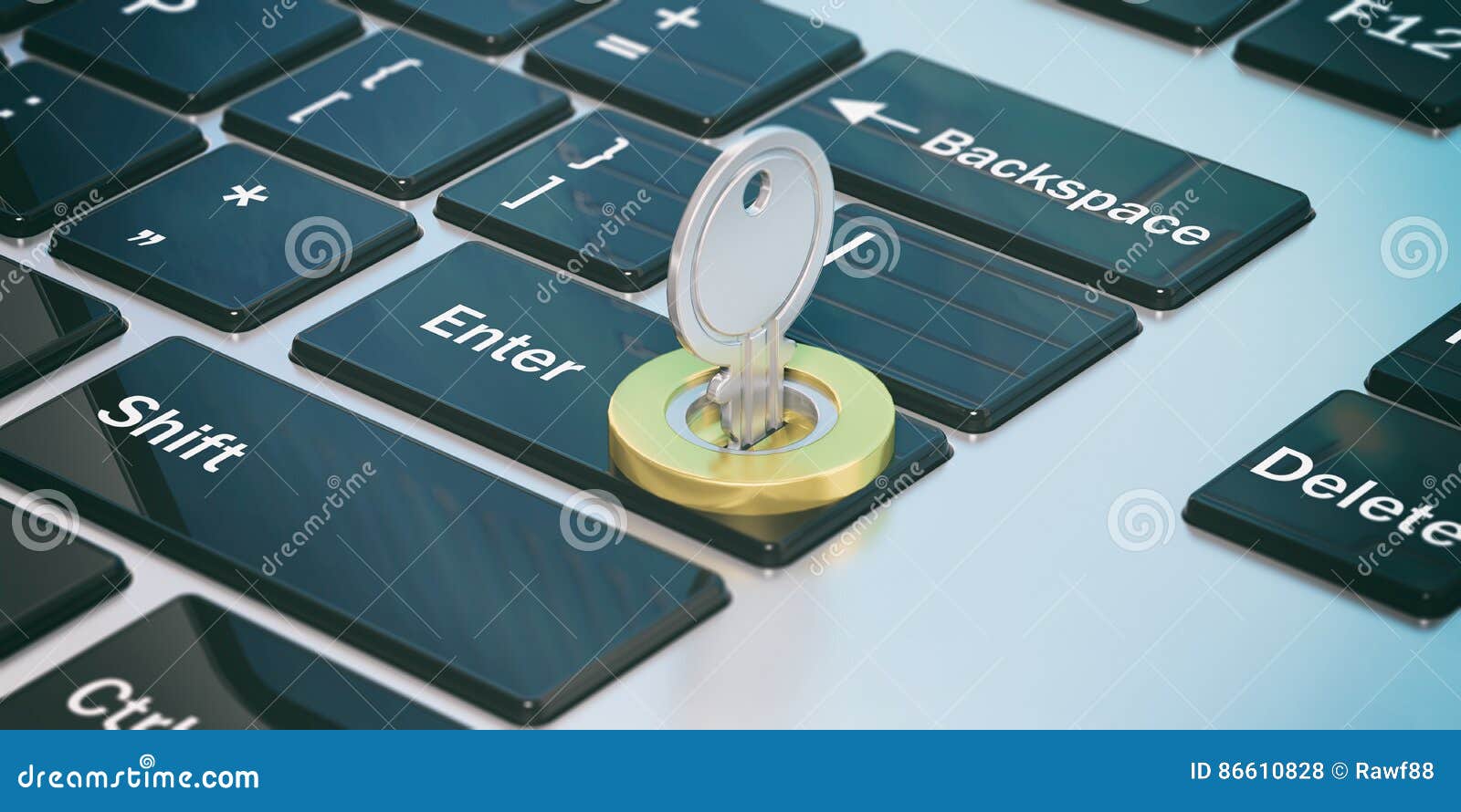 Key and Lock on a Keyboard. 3d Illustration Stock Illustration ...