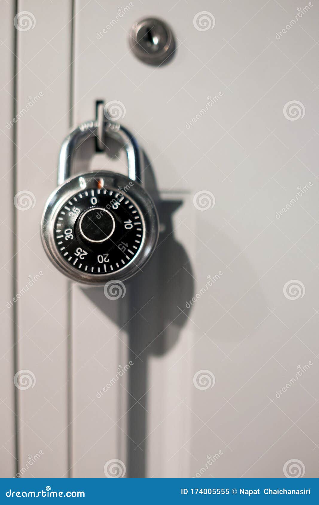 Key Lock Numeric on Steel Locker Stock Image - Image of locker, holding ...