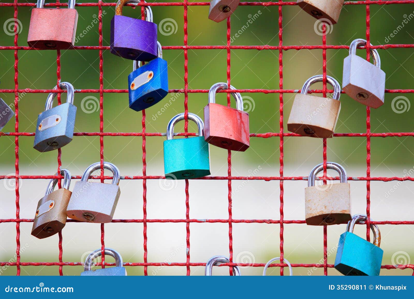 Key lock on steel fence stock image. Image of iron, object - 35290811