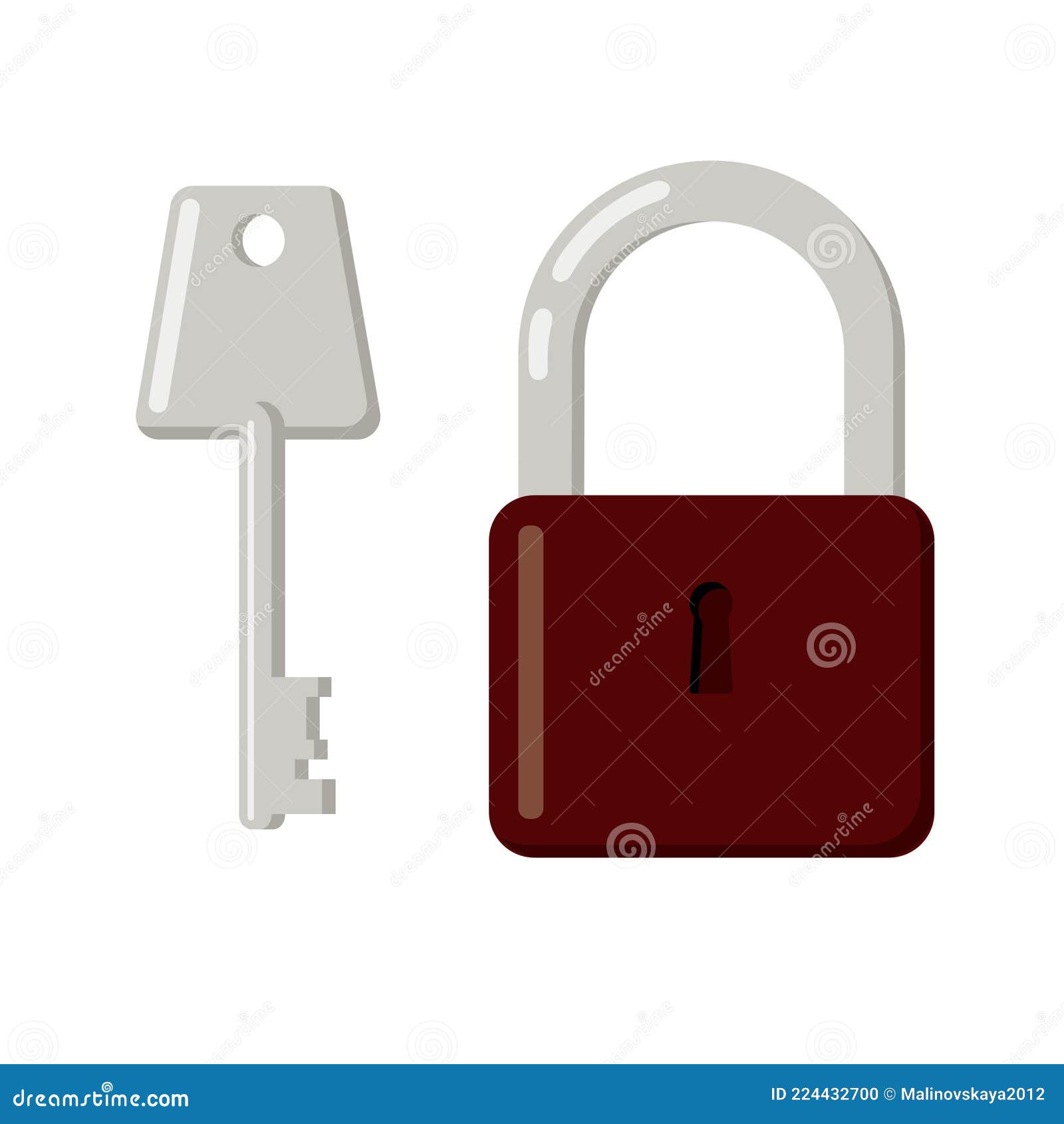 Key and lock, vector. stock vector. Illustration of symbol - 224432700