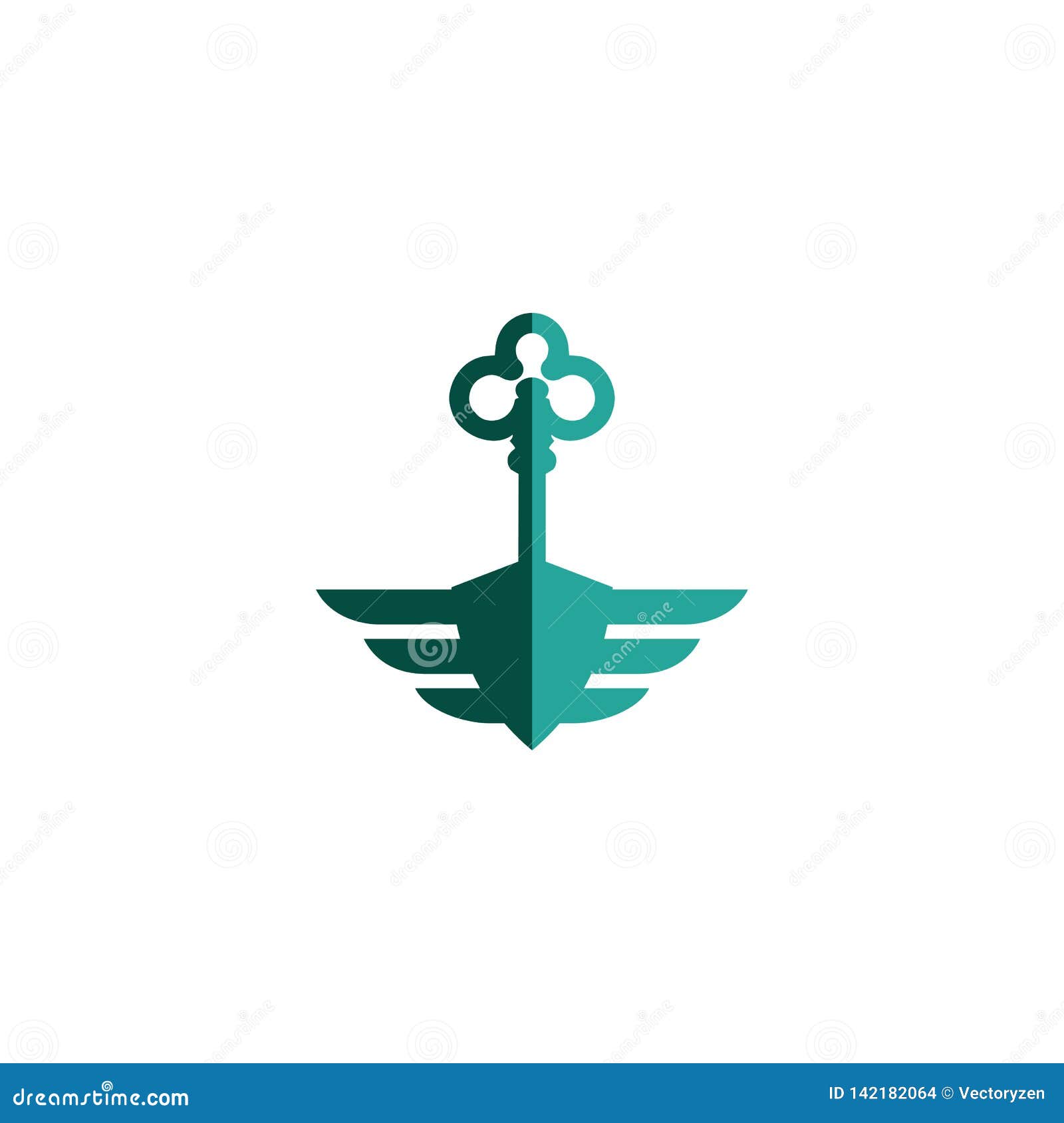Key Lock Wings Design Concept Vector Illustration Icon Element Stock ...