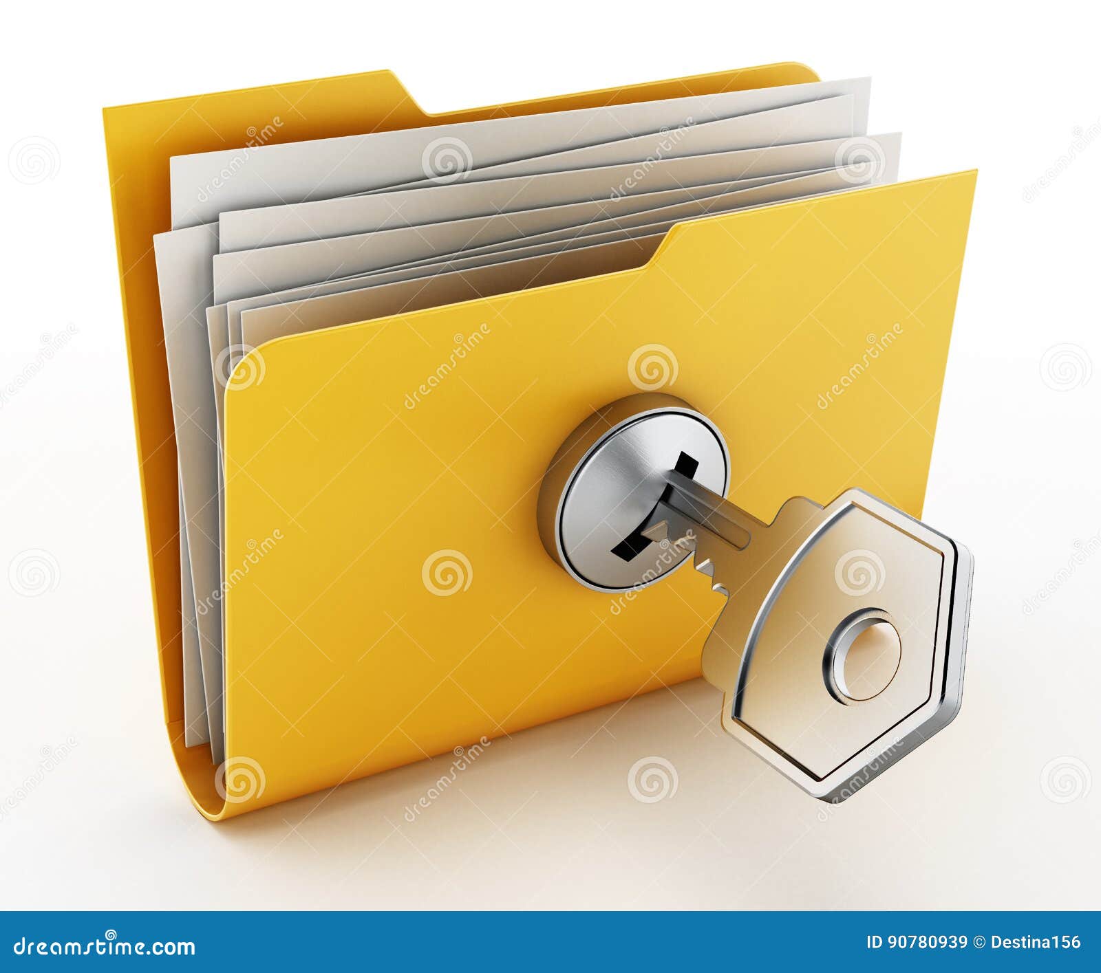 Key on Locked Yellow Folder. 3D Illustration Stock Illustration ... Key on Locked Yellow Folder. 3D Illustration Stock Illustration ...